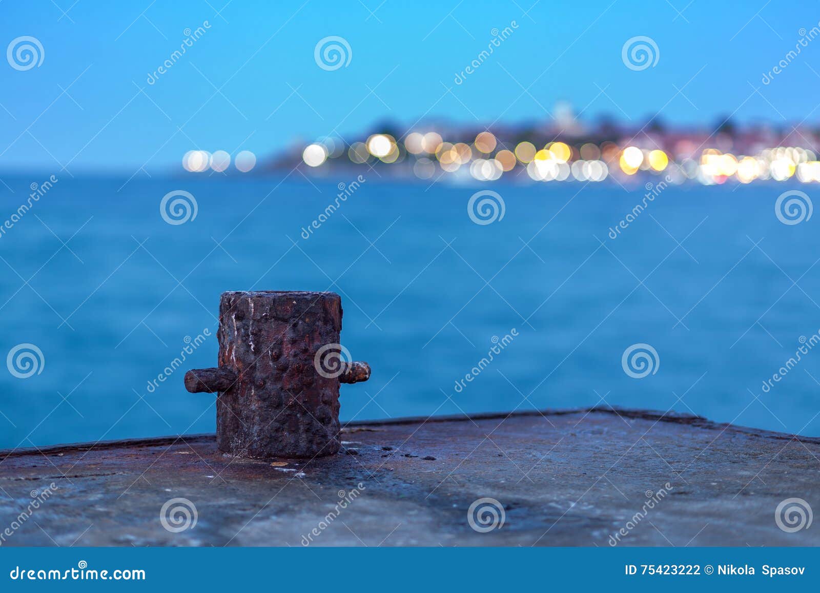 Rusty Old Bollard On The Dock Of Some Harbour In Pico-Azores. Stock ...