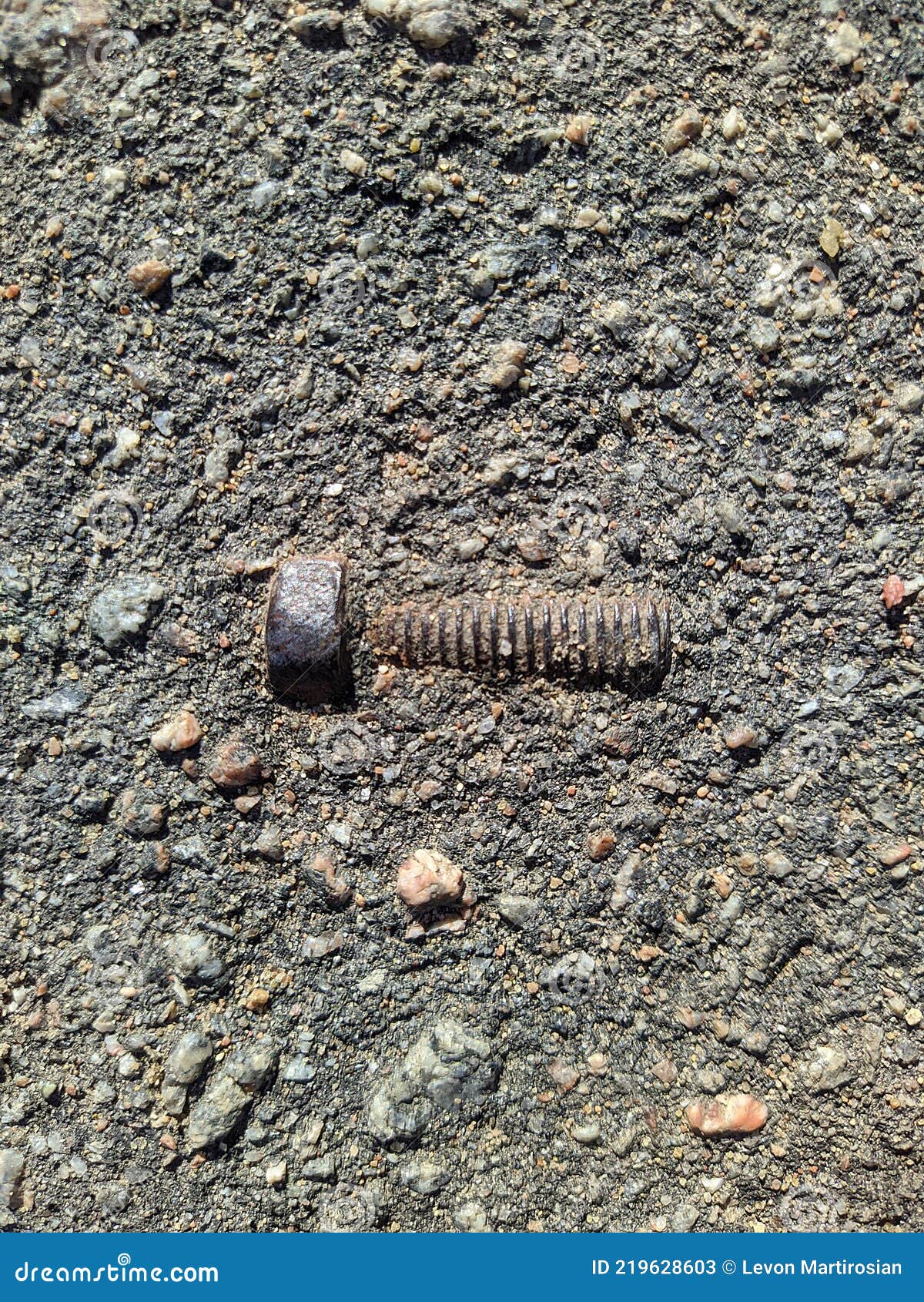 Old and Rusty Bolt Buried in the Asphalt in a Horizontal Position Stock ...