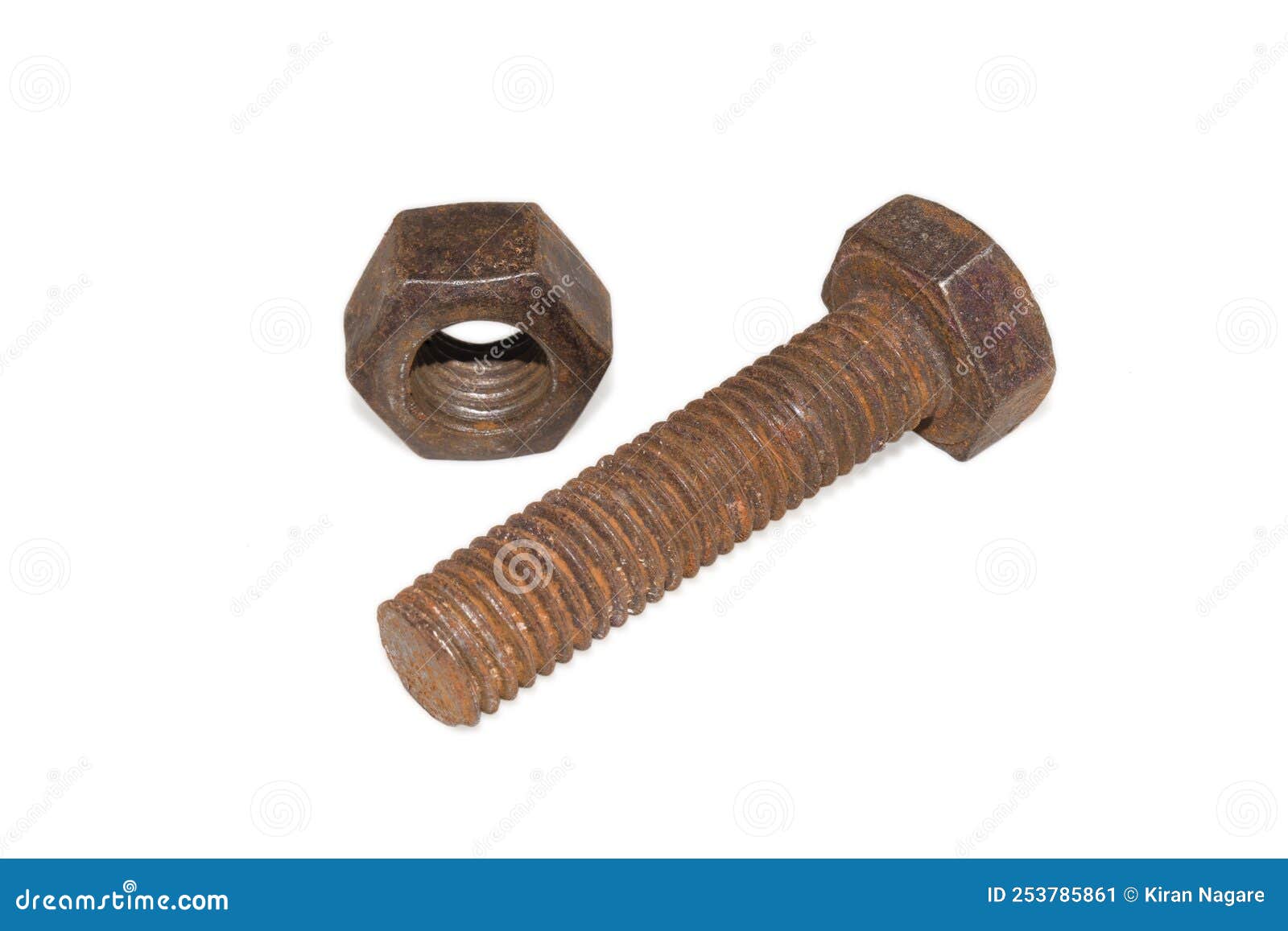 Old Rusty bolt and nut stock image. Image of work, texture - 253785861