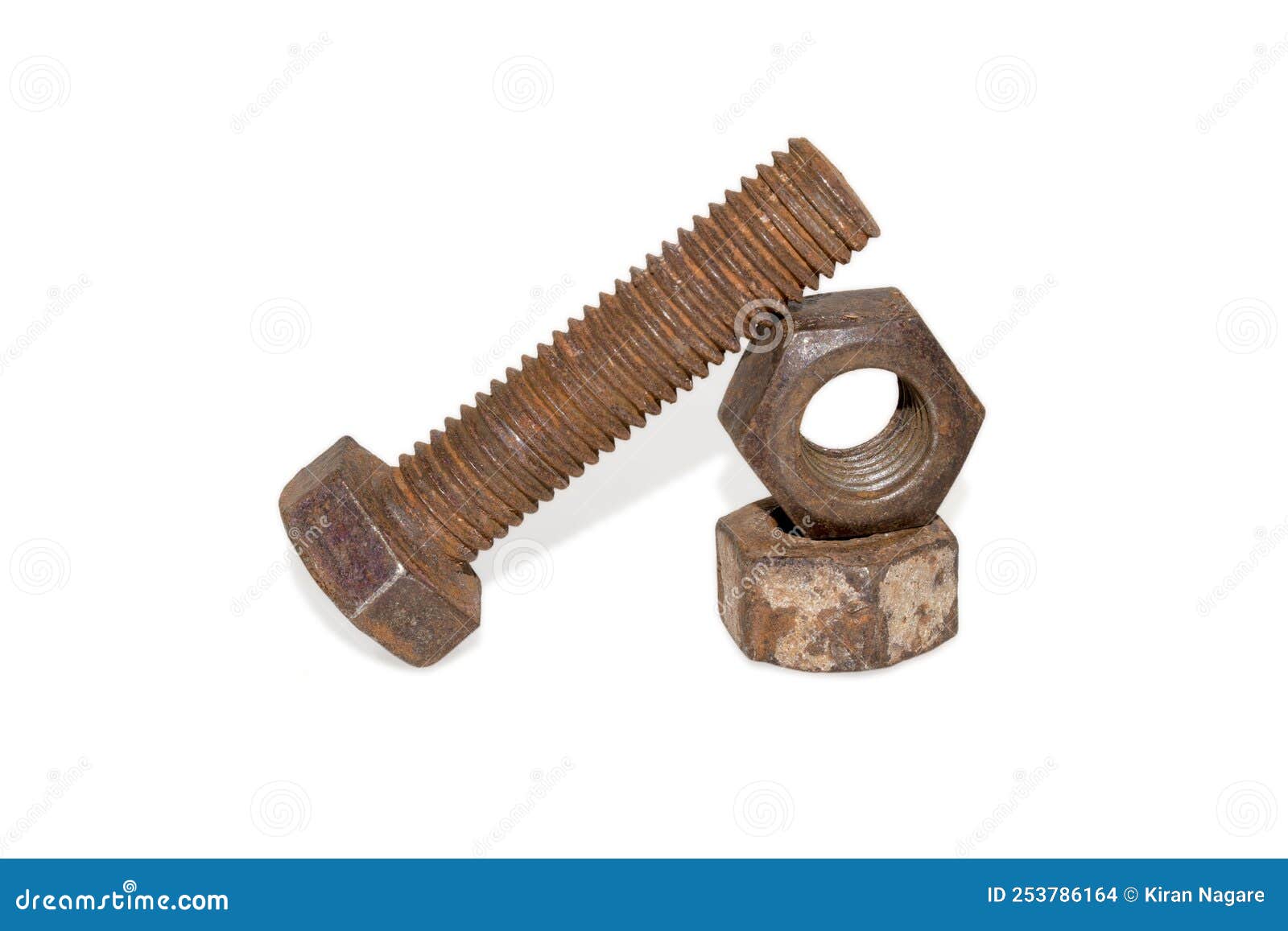 Old Rusty bolt and nut stock photo. Image of aged, iron - 253786164
