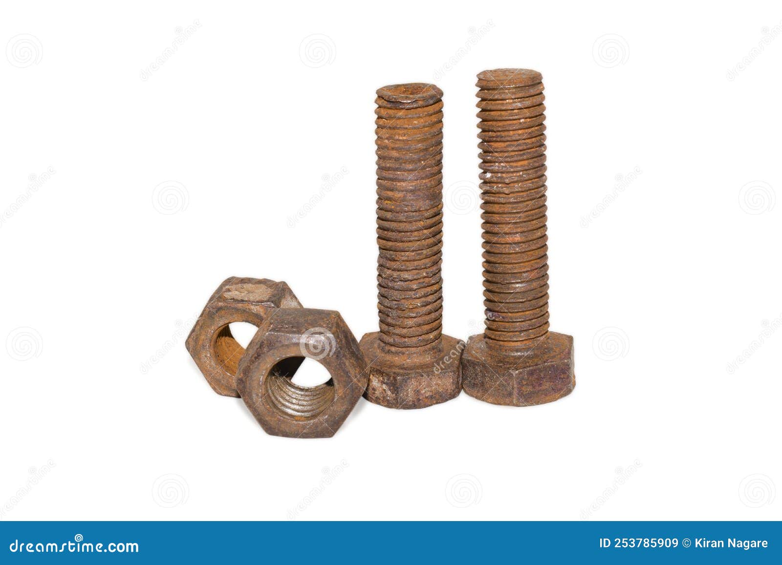 Old Rusty bolt and nut stock image. Image of view, detail - 253785909