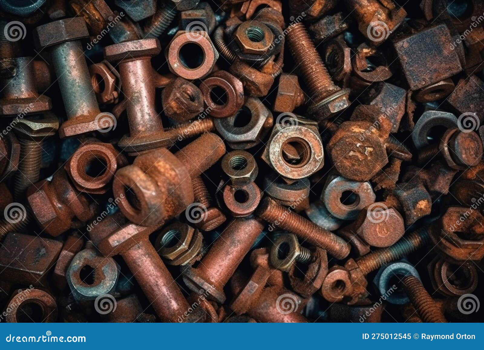 Old Rusty Bolts and Nuts from Above Stock Illustration - Illustration ...
