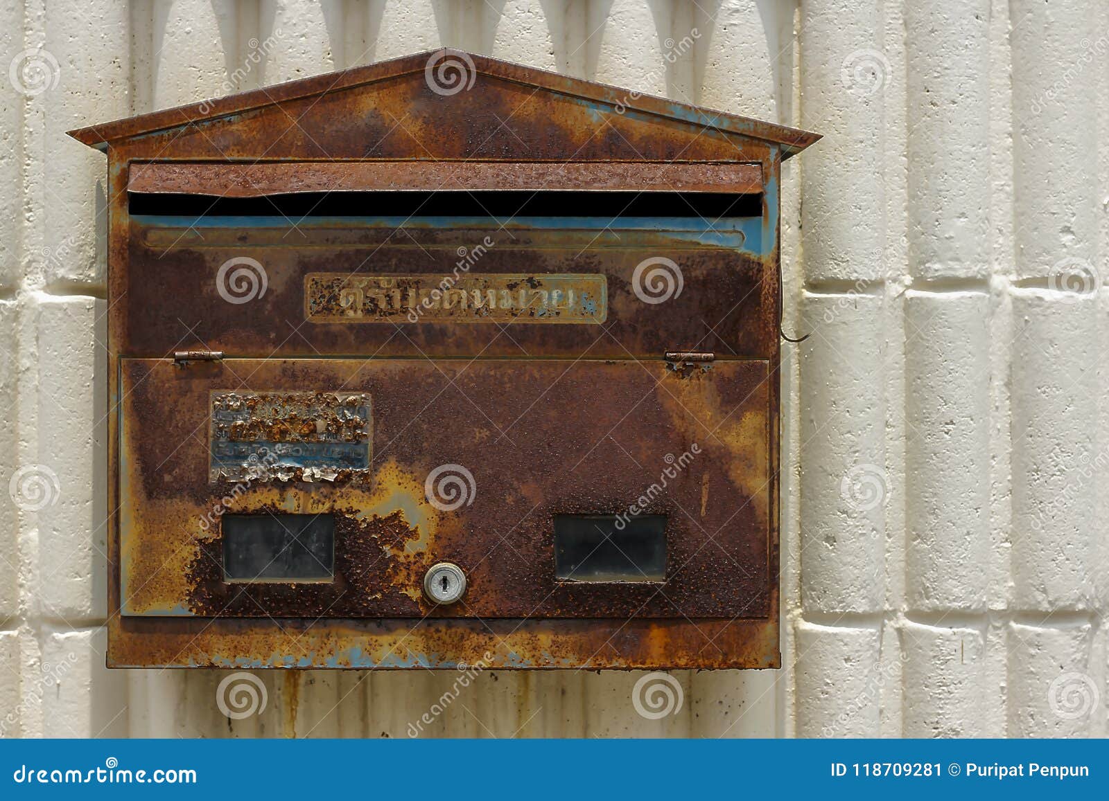 Old Mail Box that is Rusty Color Peeling. Stock Image - Image of ...