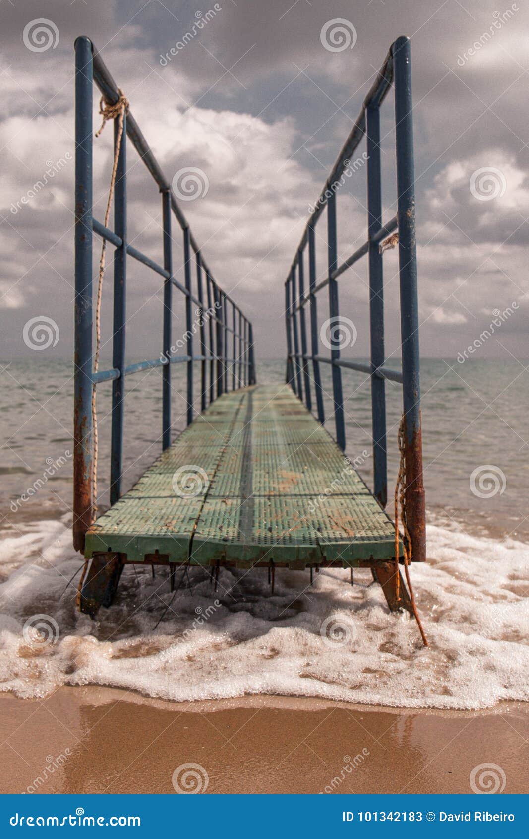 Old Rusty Bridge Leading into the Sea Stock Image - Image of abstract ...