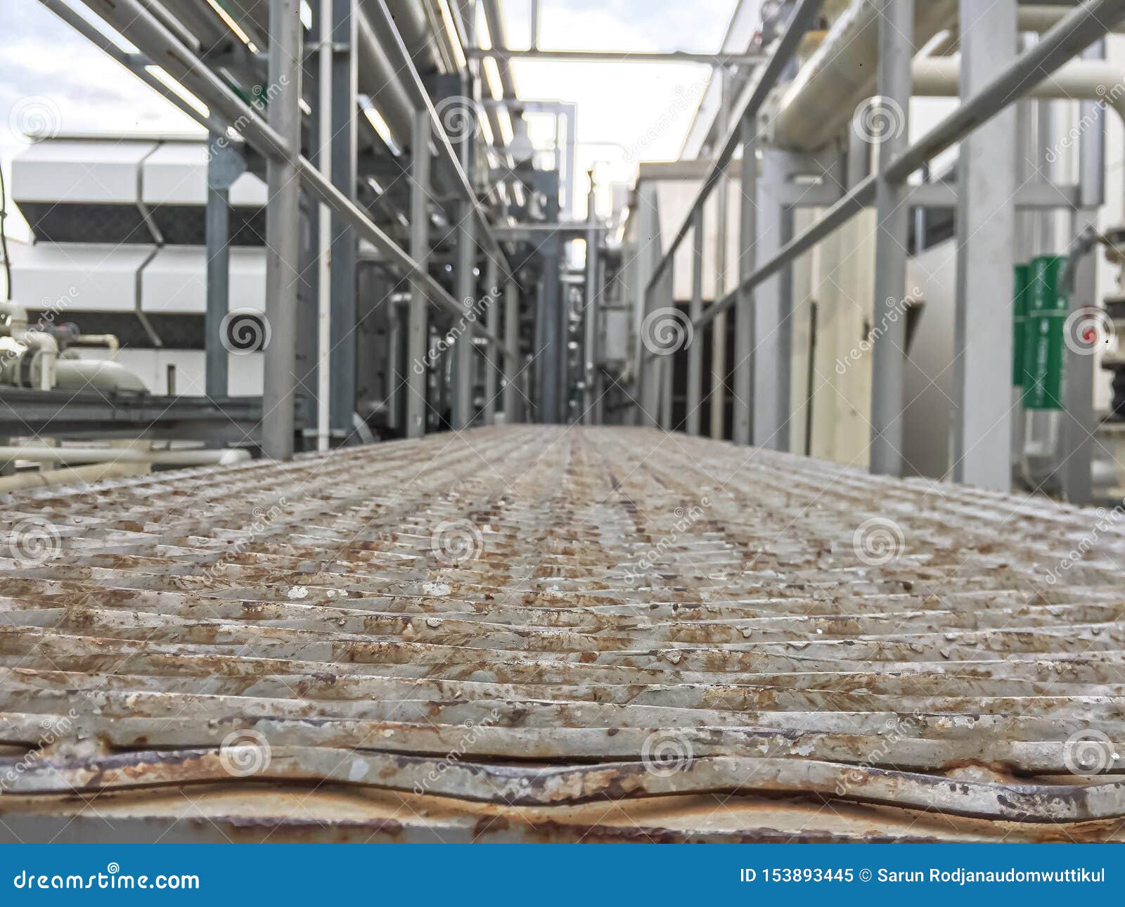 Old Rusty Bridge with Process Cooling System,Industrial Zone Stock ...