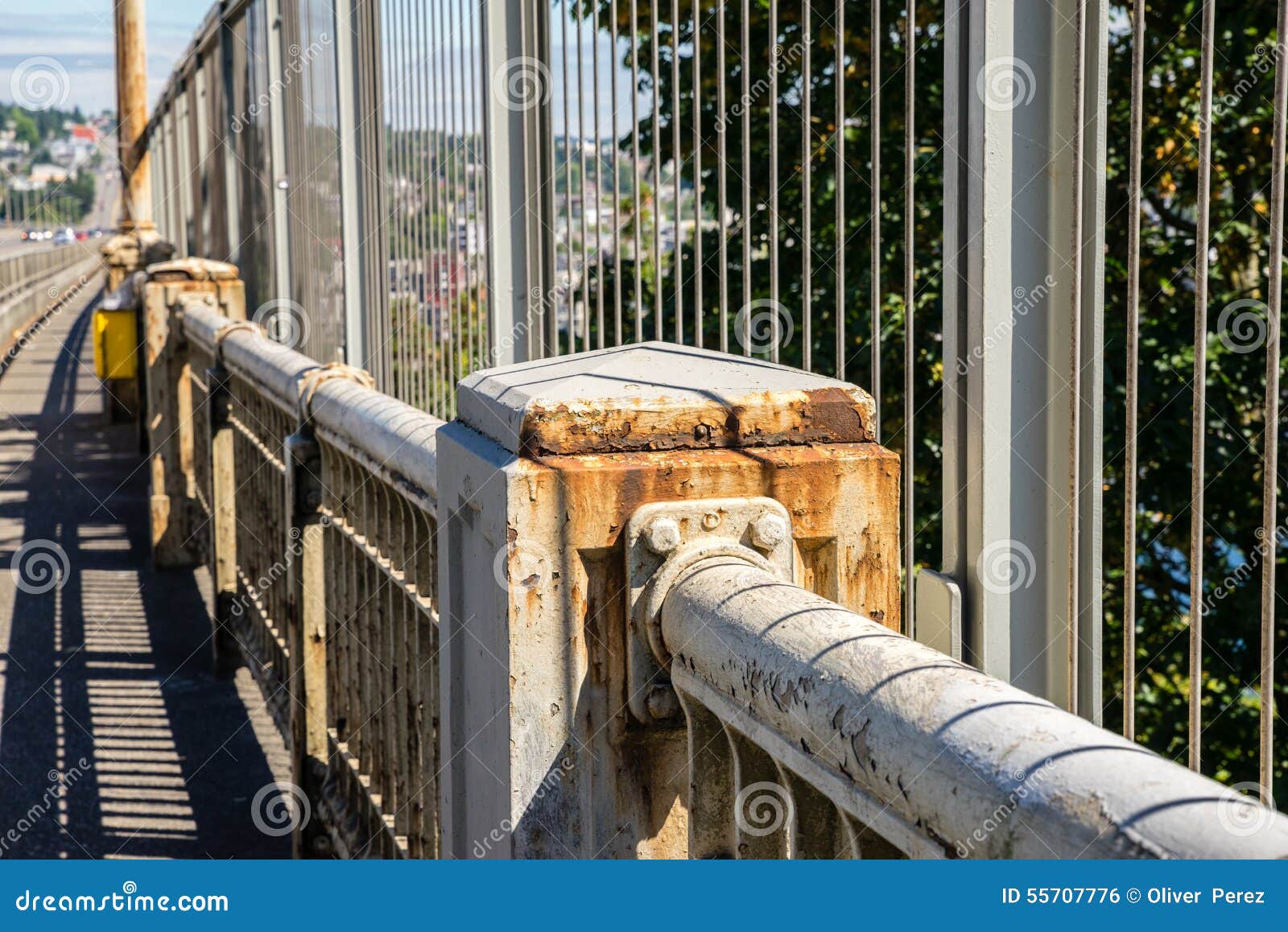 Old rusty bridge railing stock photo. Image of fence - 55707776