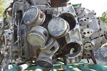 Old Rusty Broken Aircraft Engine, Piston Mechanism Stock Photo - Image ...