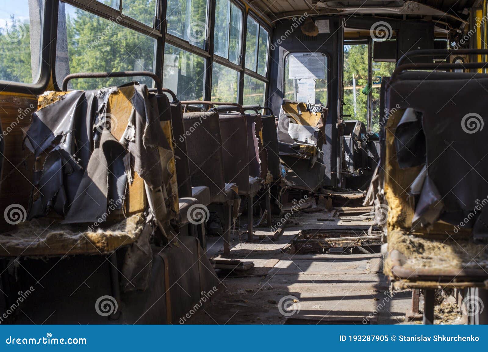 Old Rusty Broken Bus Yellow Stock Image - Image of yellow, dirty: 193287905