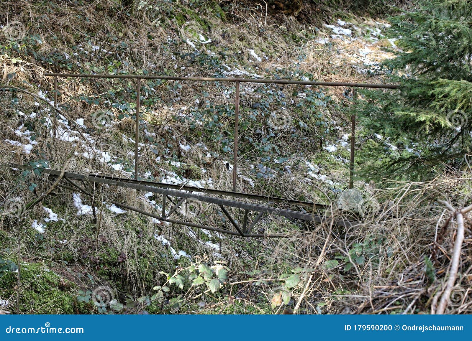 Old Rusty Broken Metal Foot Bridge Stock Photo - Image of metal ...