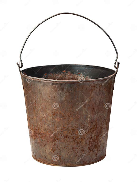 Old Rusty Bucket Isolated with Clipping Path Stock Photo - Image of ...