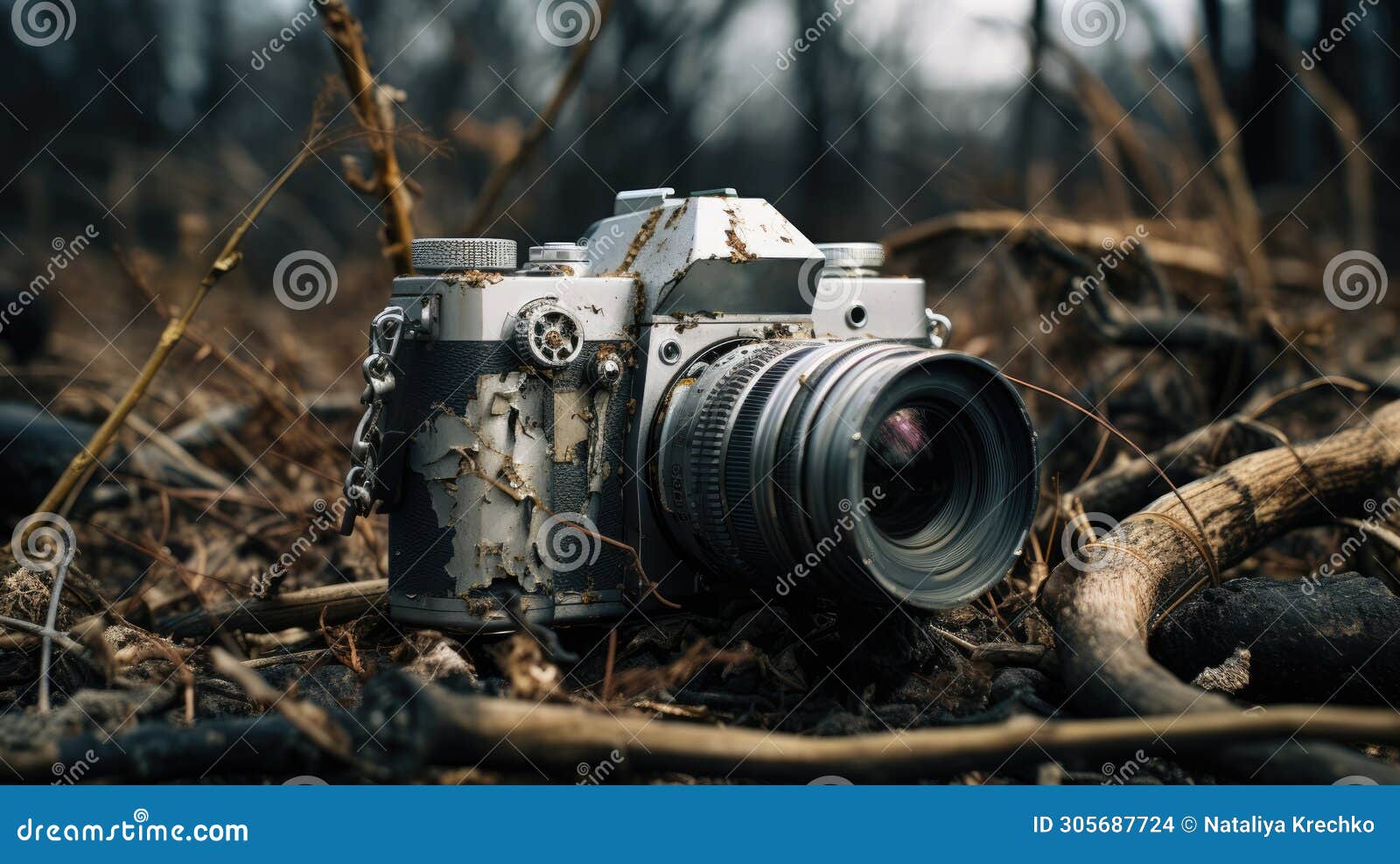 Old Rusty Camera Lost in the Jungle Forest Stock Photo - Image of slow ...