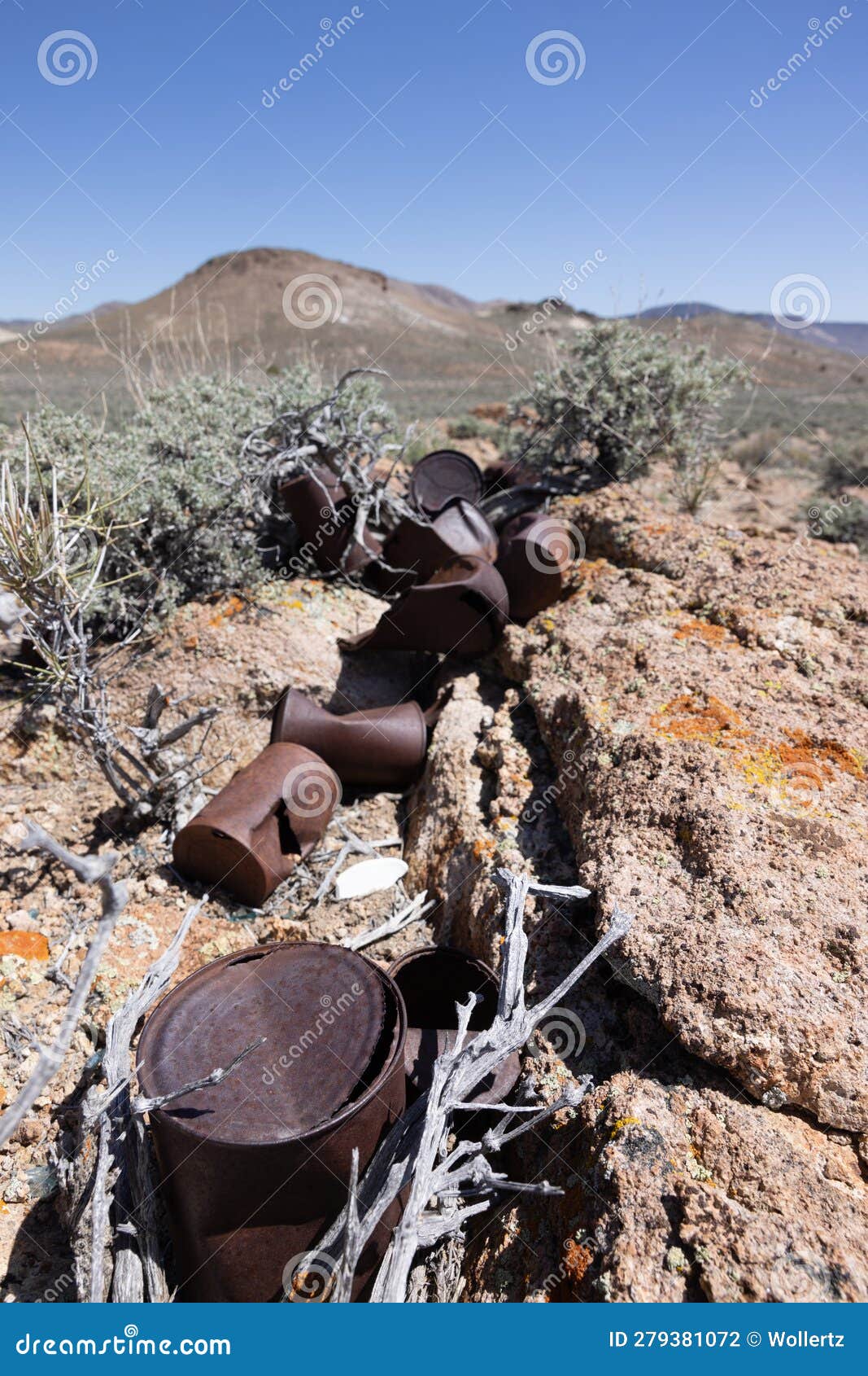 Old Rusty Cans Abandoned in the Desert Stock Photo - Image of cans ...