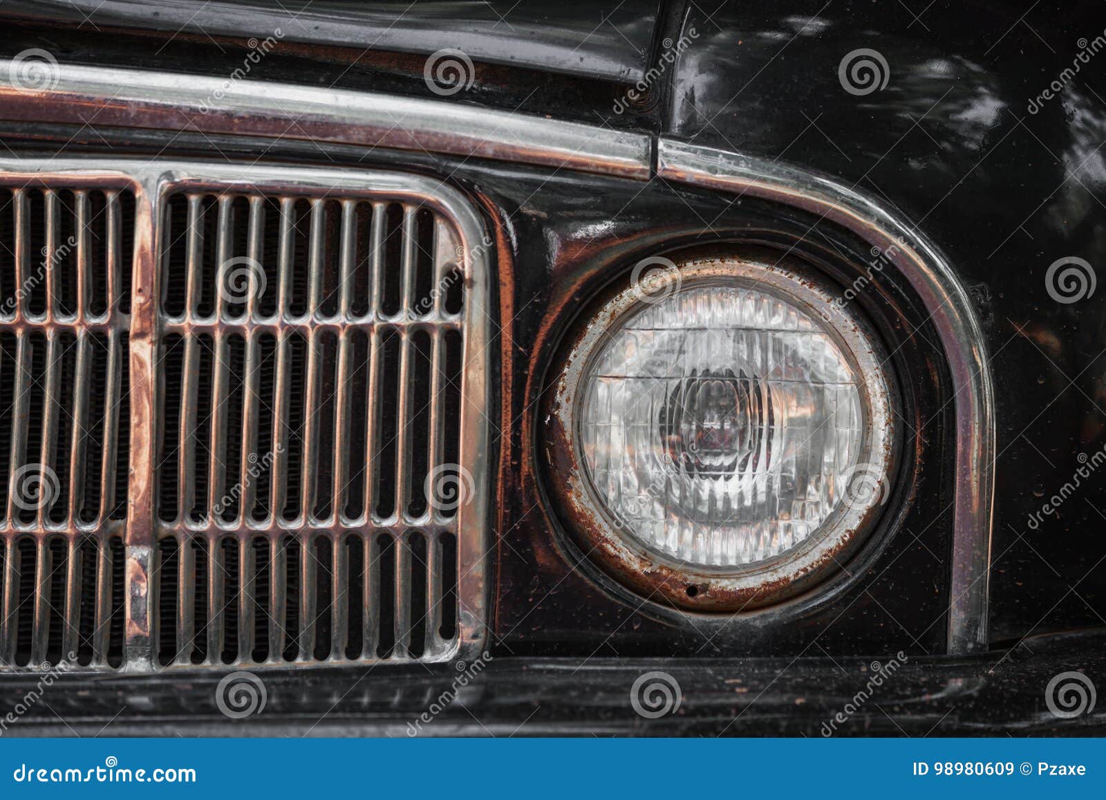 Old Rusty Car Bumper and Lamp Stock Image - Image of automotive, motor ...