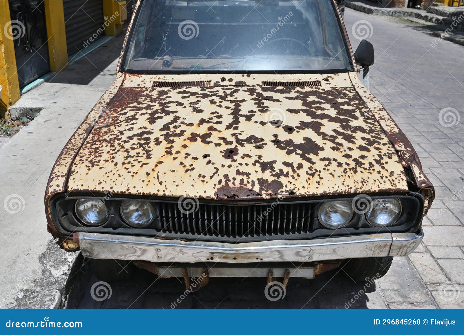 Old rusty car in close-up stock photo. Image of retro - 296845260