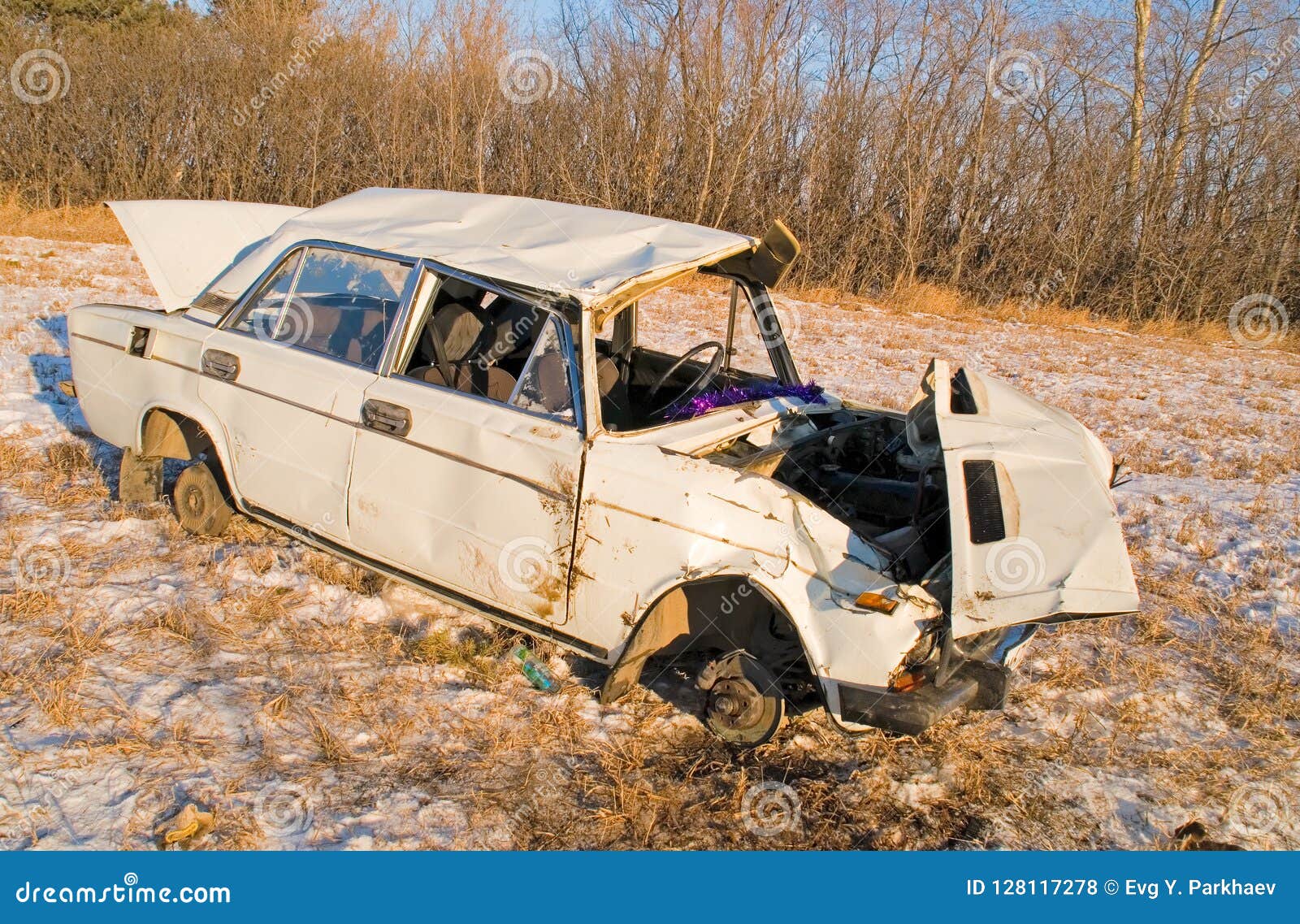 The Old Rusty Car Crashed in the Accident Stock Photo - Image of wheel ...