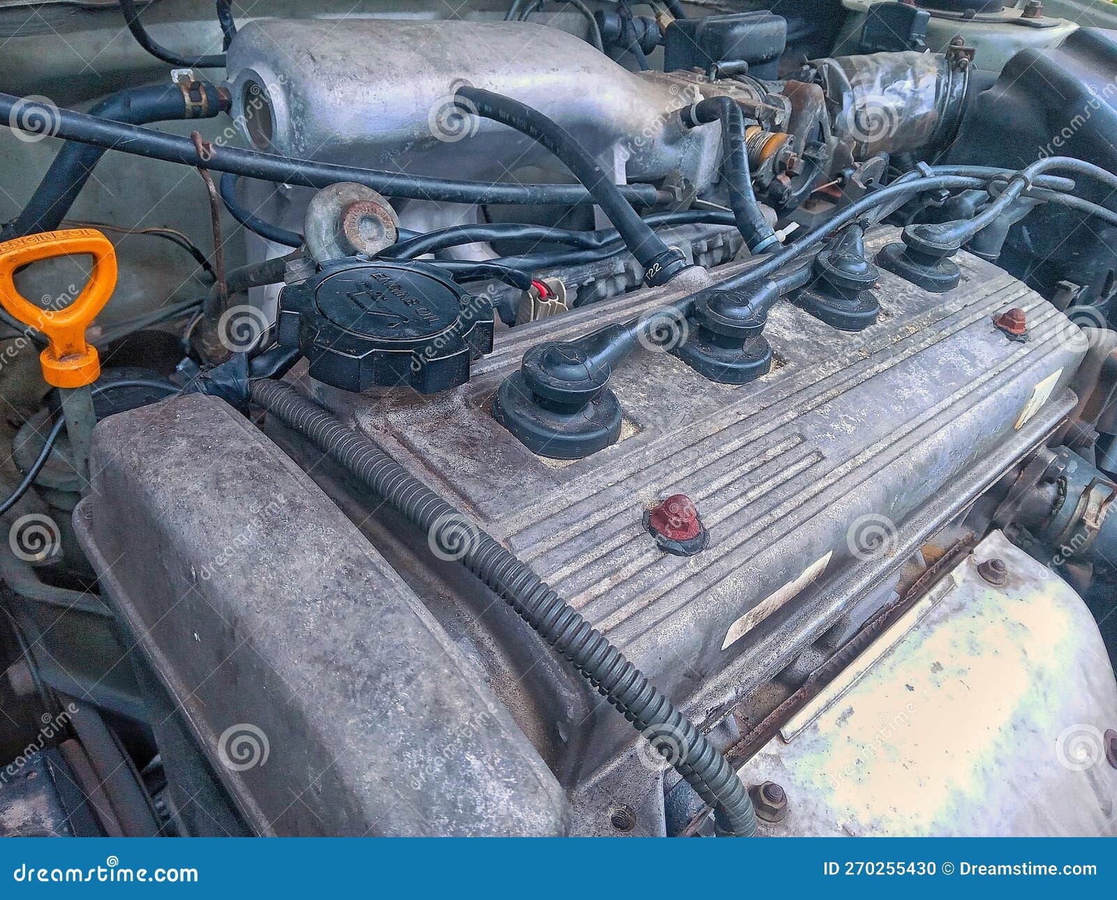 Old and rusty car engine stock photo. Image of energy - 270255430