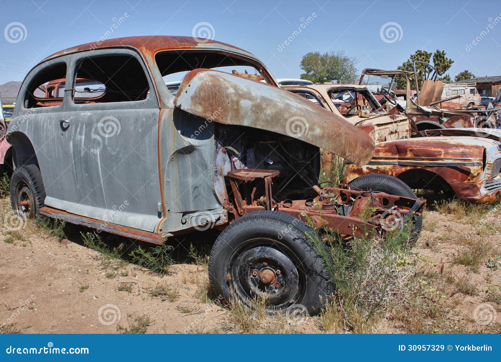 Old Rusty Car without an Engine Stock Image - Image of leave, america ...