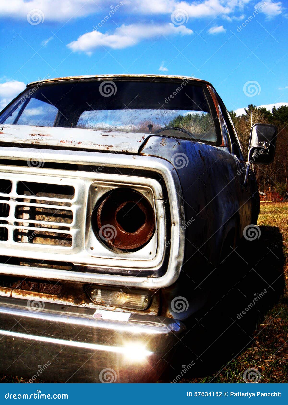 Old rusty car in the field stock photo. Image of retro - 57634152