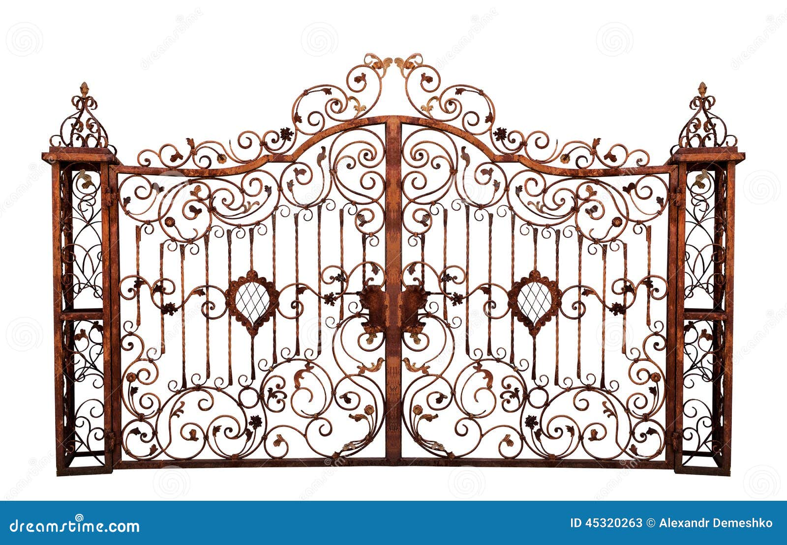 Old rusty cemetery gate. stock image. Image of figure - 45320263