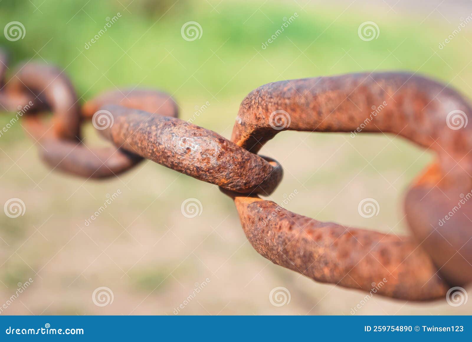 Old Rusty Chain on the Field on the Ground Background Stock Photo ...