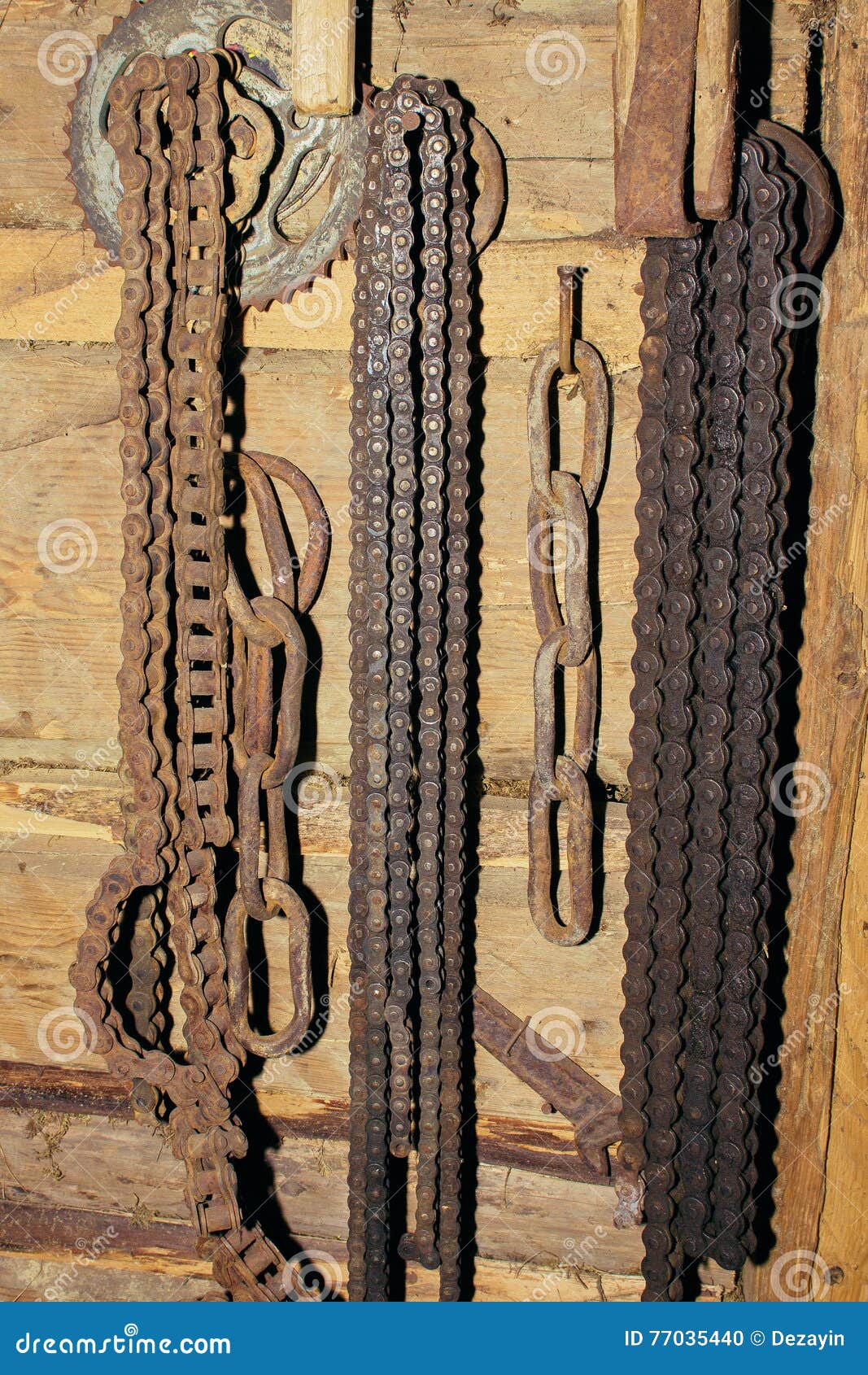 Old Rusty Chain Hanging on the Wall Stock Photo - Image of closeup ...