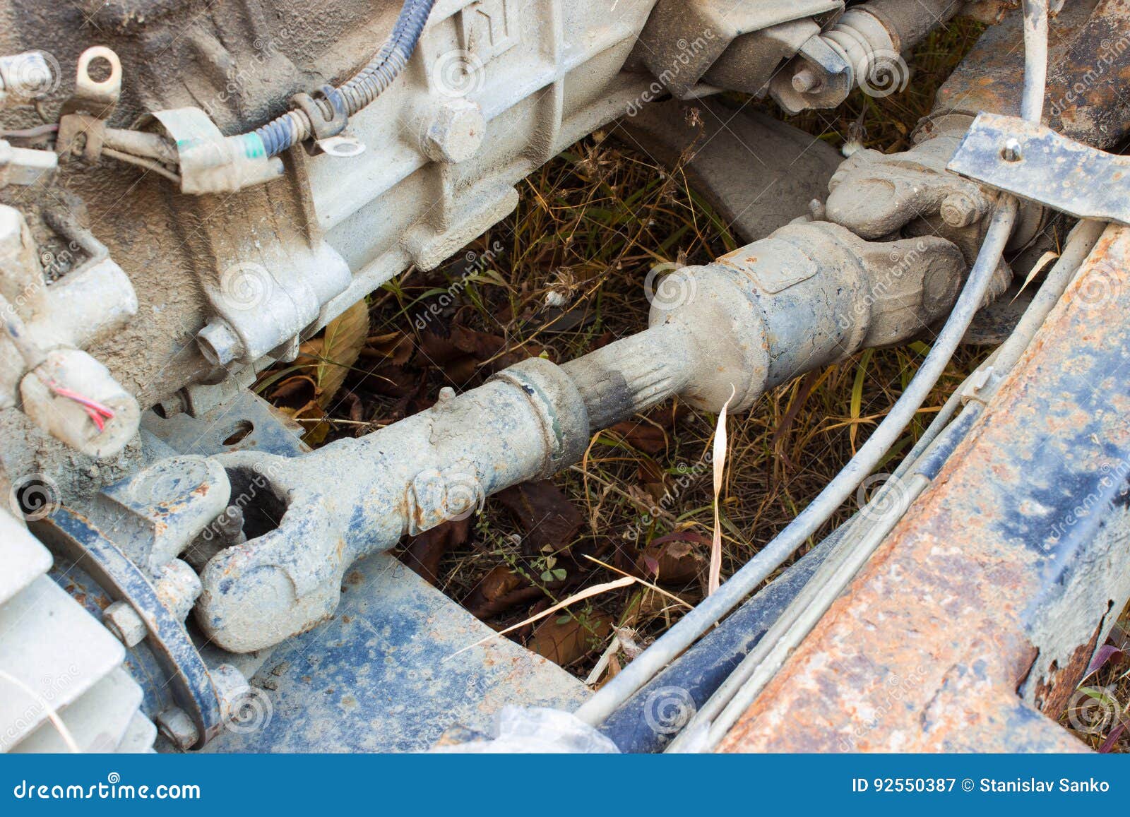 Rusty Chassis Of A Burnt Car Abandoned By The Side Of The Street ...