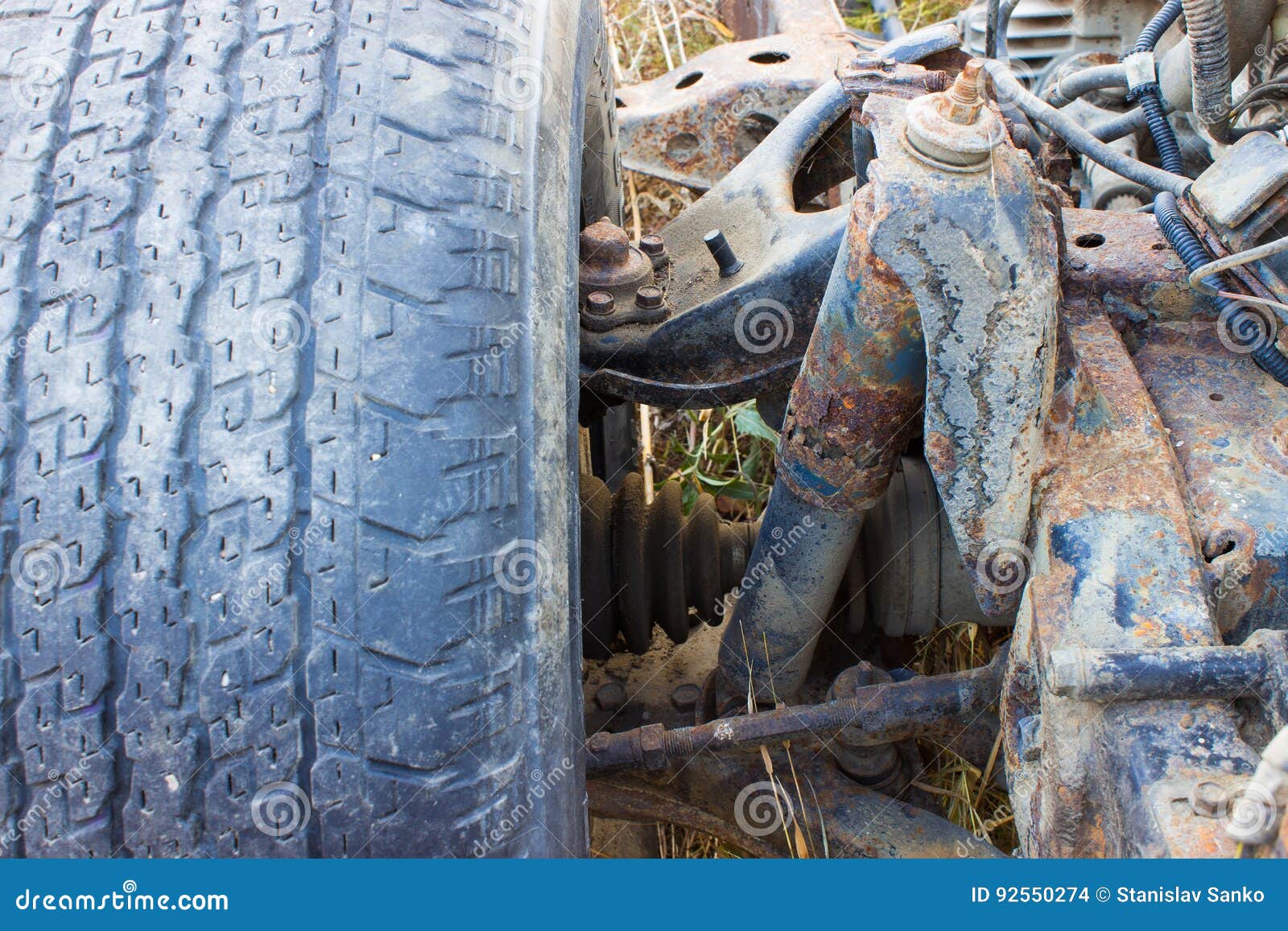 Old rusty chassis frame stock photo. Image of damper - 92550274