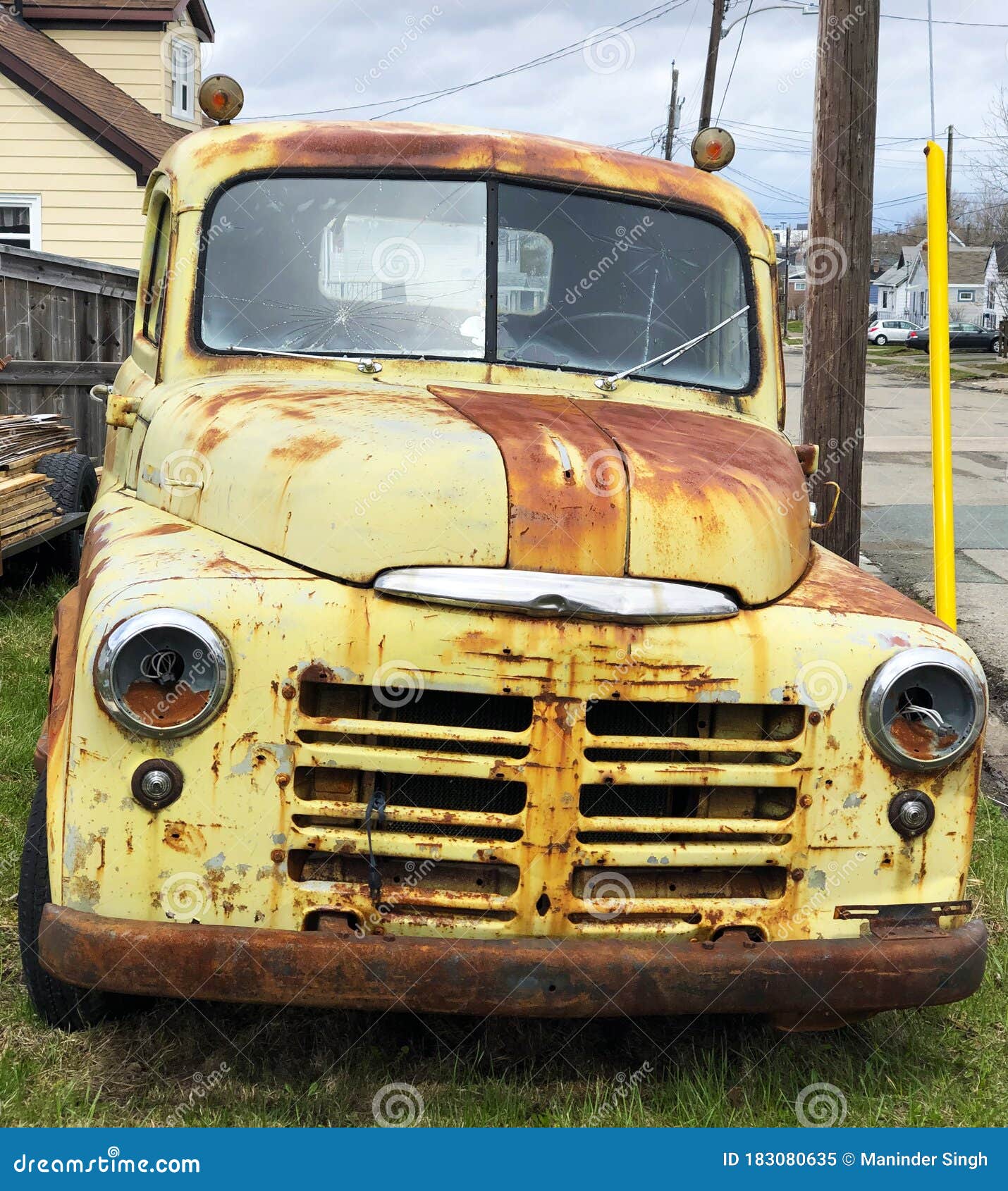 Old Rusty classic pickup stock image. Image of forecourt - 183080635