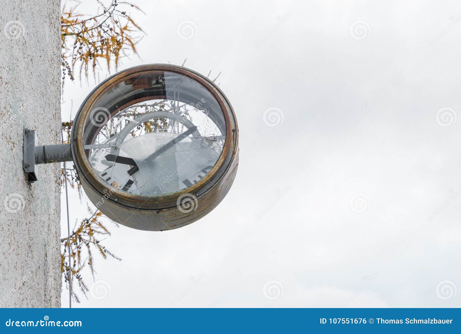 Old Rusty Clock with Broken Glass and Dial Stock Photo - Image of dial ...