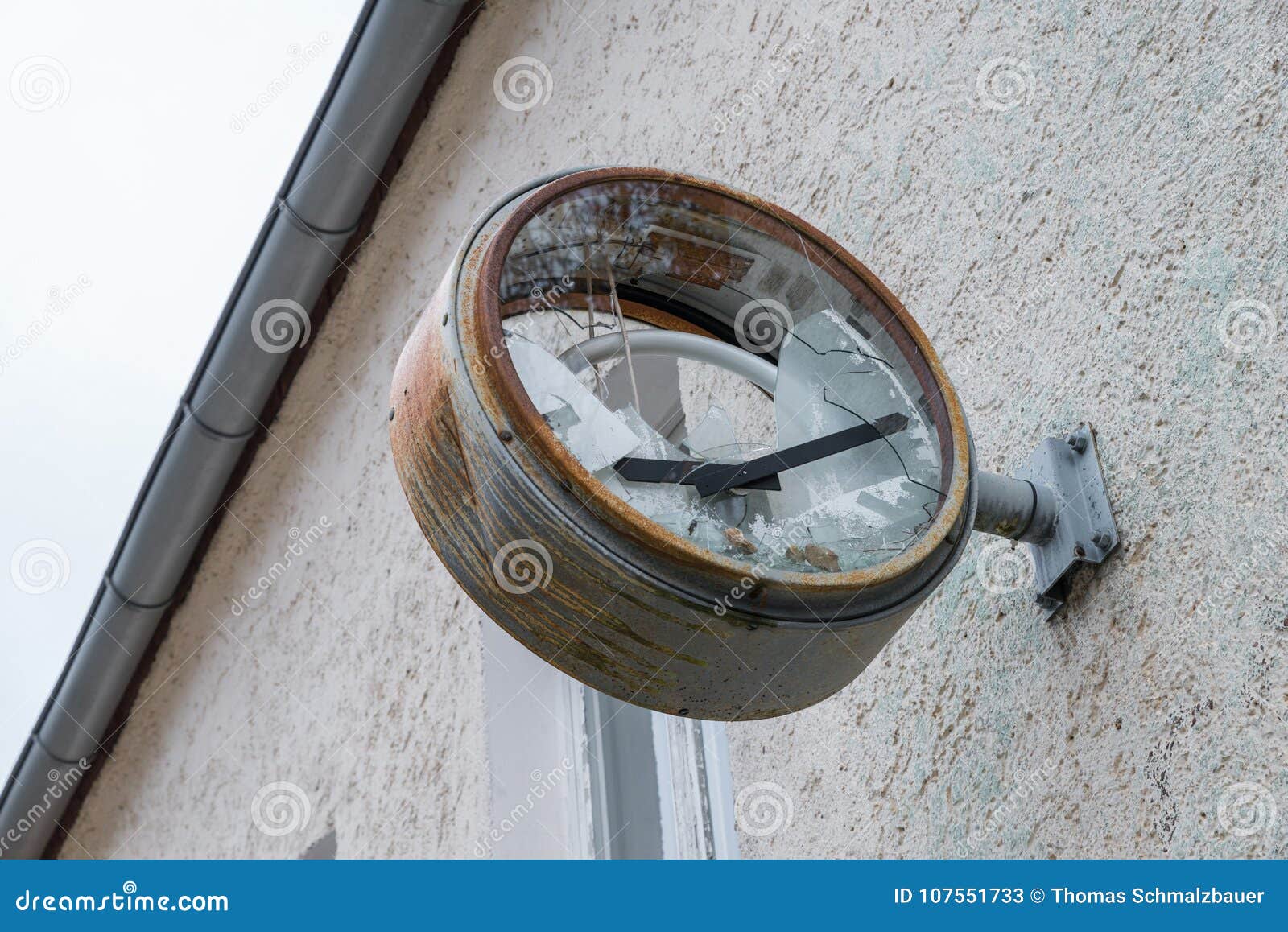 Old Rusty Clock with Broken Glass and Dial Stock Image - Image of ...