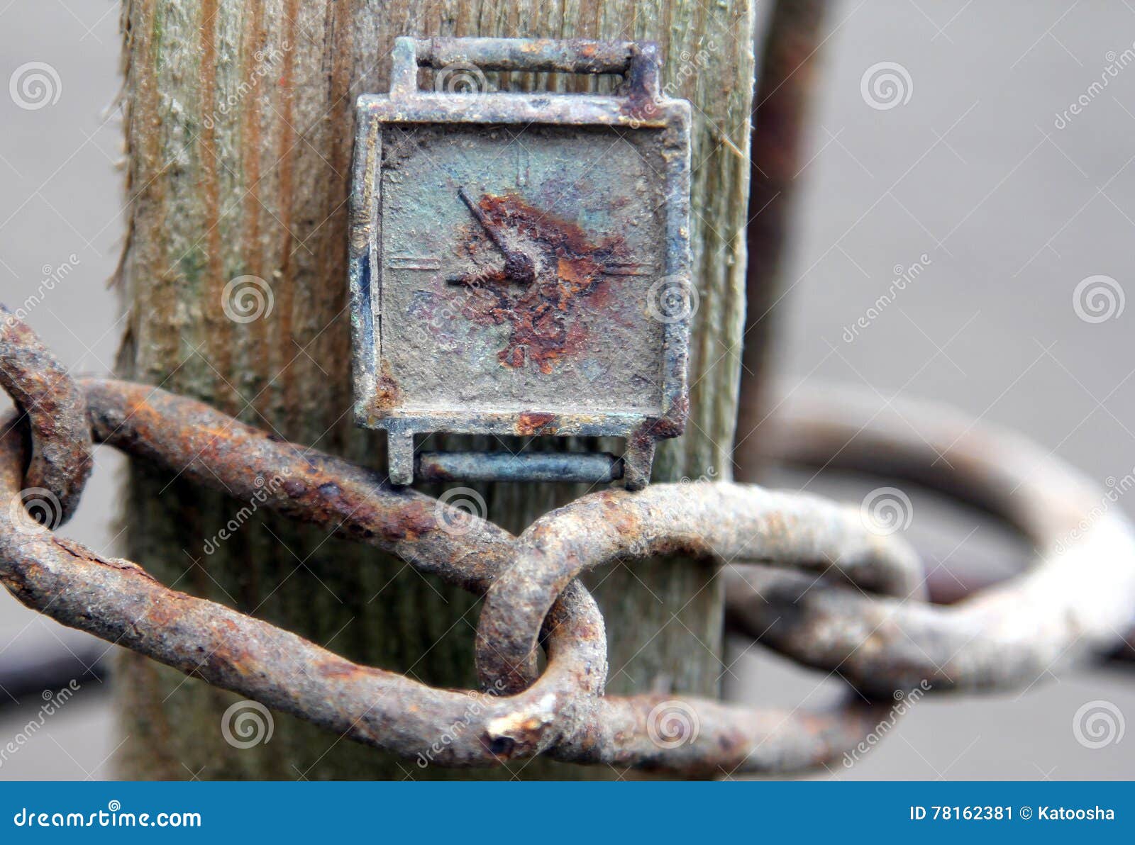 Old rusty clock on a chain stock image. Image of dial - 78162381