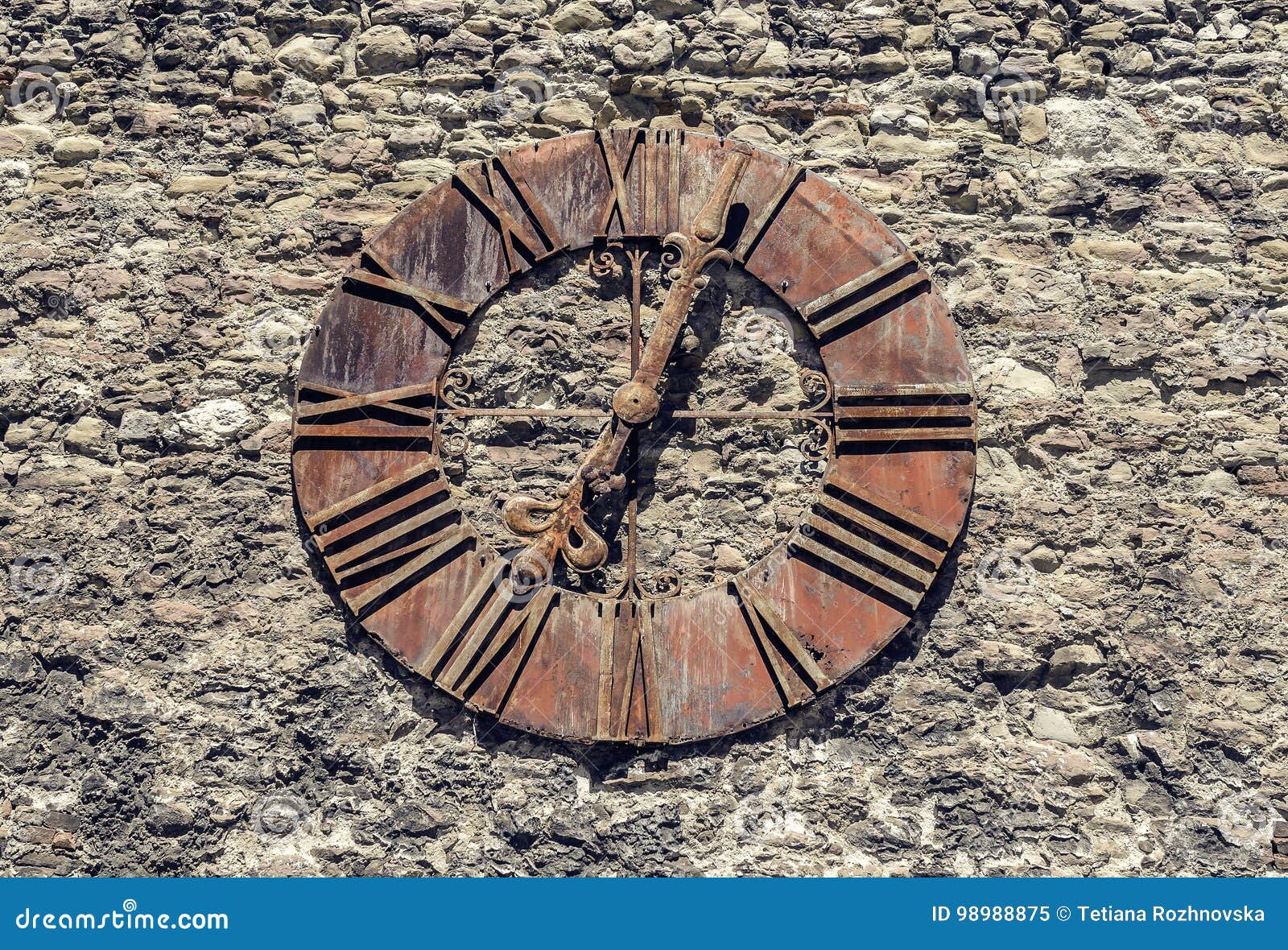 Old Rusty Clock on the City Wall. Stock Image - Image of detail, urban ...