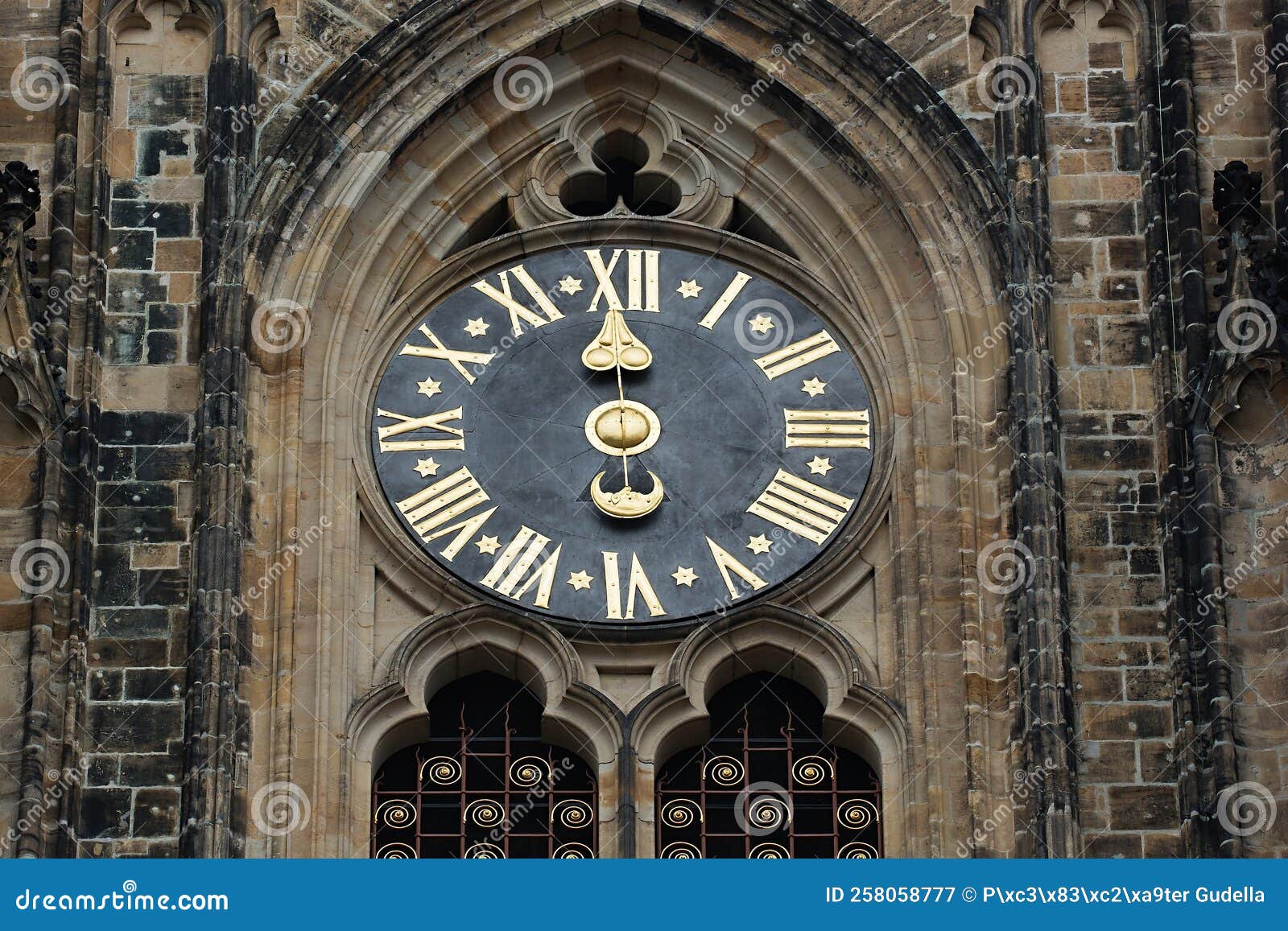 Old clock on a tower stock image. Image of medieval - 258058777
