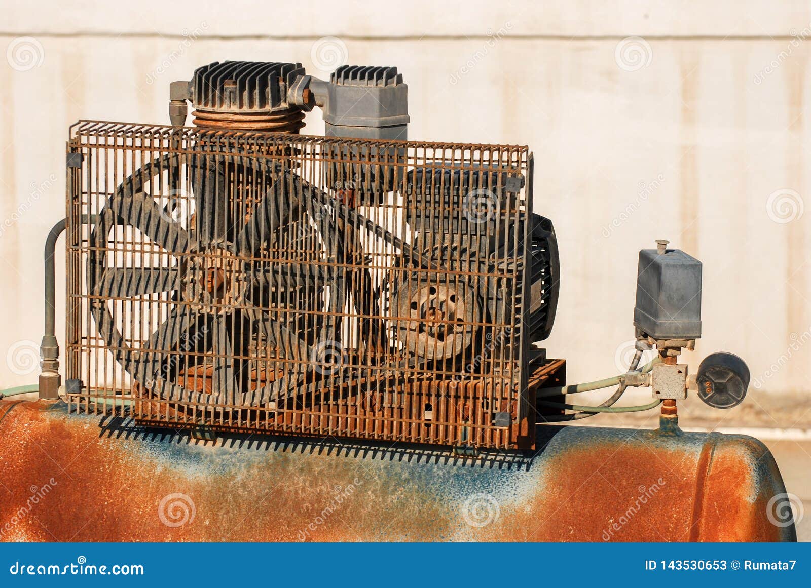Old rusty compressor motor stock image. Image of power - 143530653