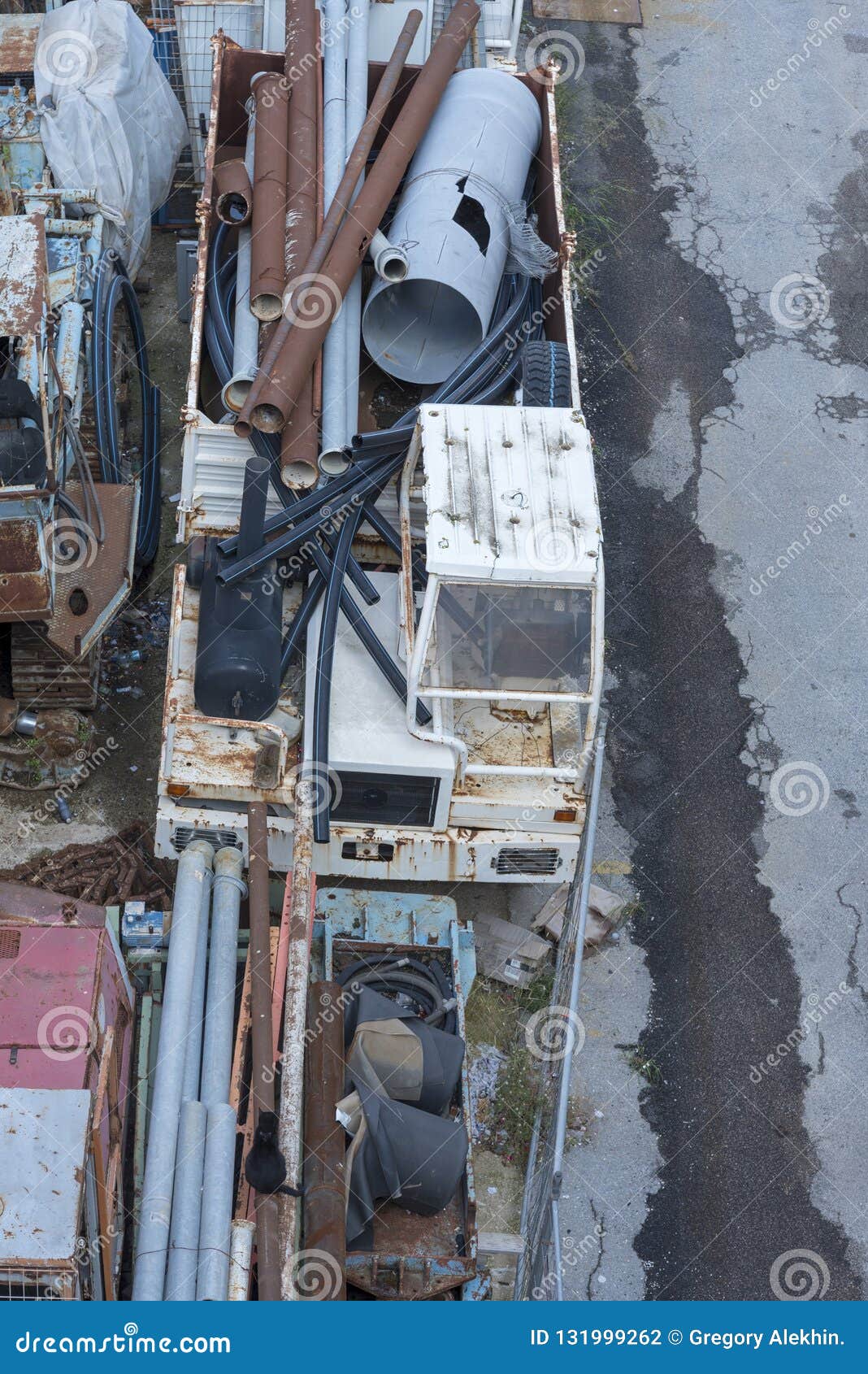 Old and Rusty Construction Machinery. Construction of City Stock Photo ...