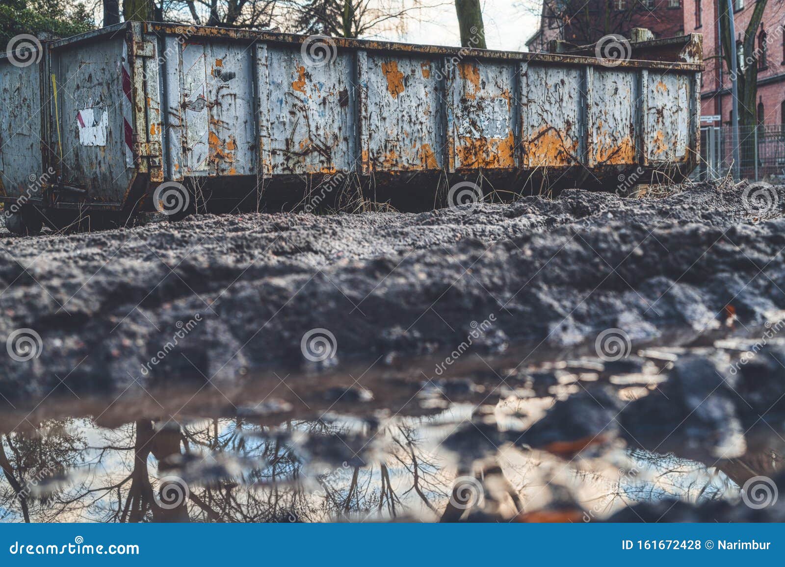 Rusty container for trash stock photo. Image of land - 161672428