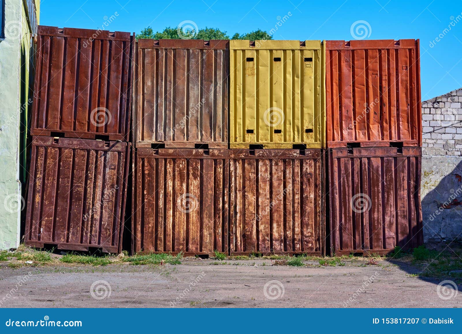 Old Rusty Containers, Front View at the Dump Stock Image - Image of ...