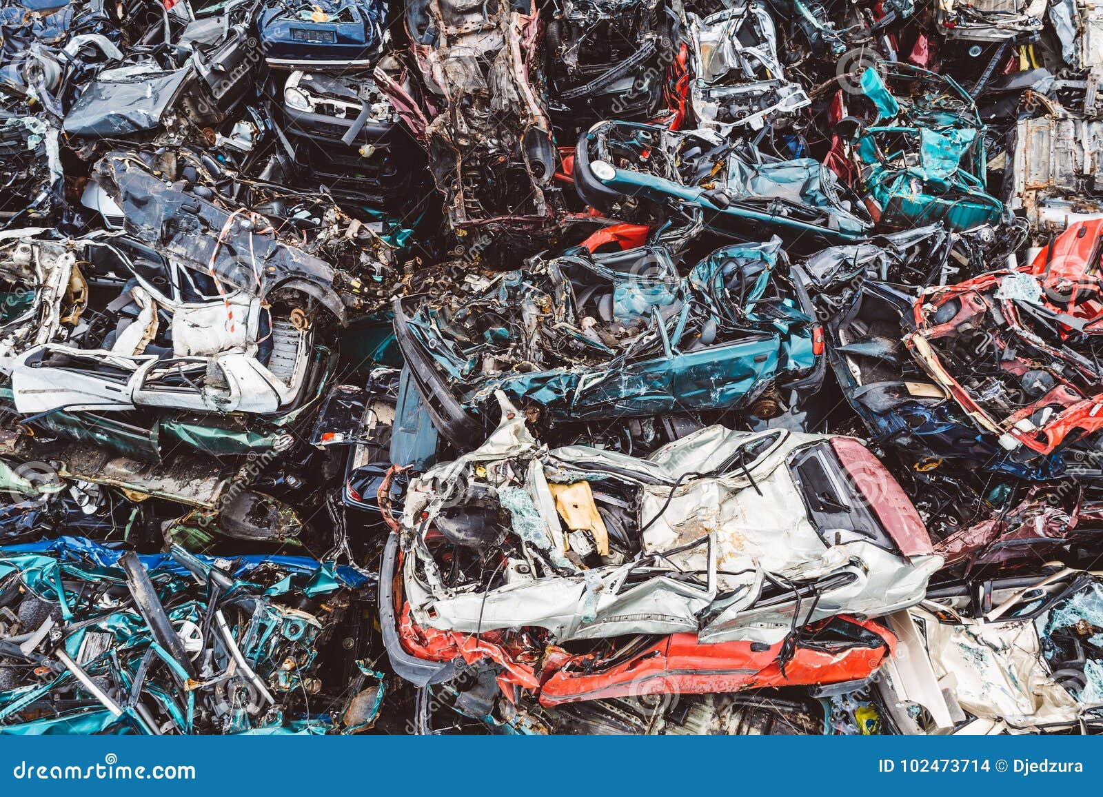 Old Rusty Corroded Cars in Car Scrapyard. Stock Photo - Image of stack ...