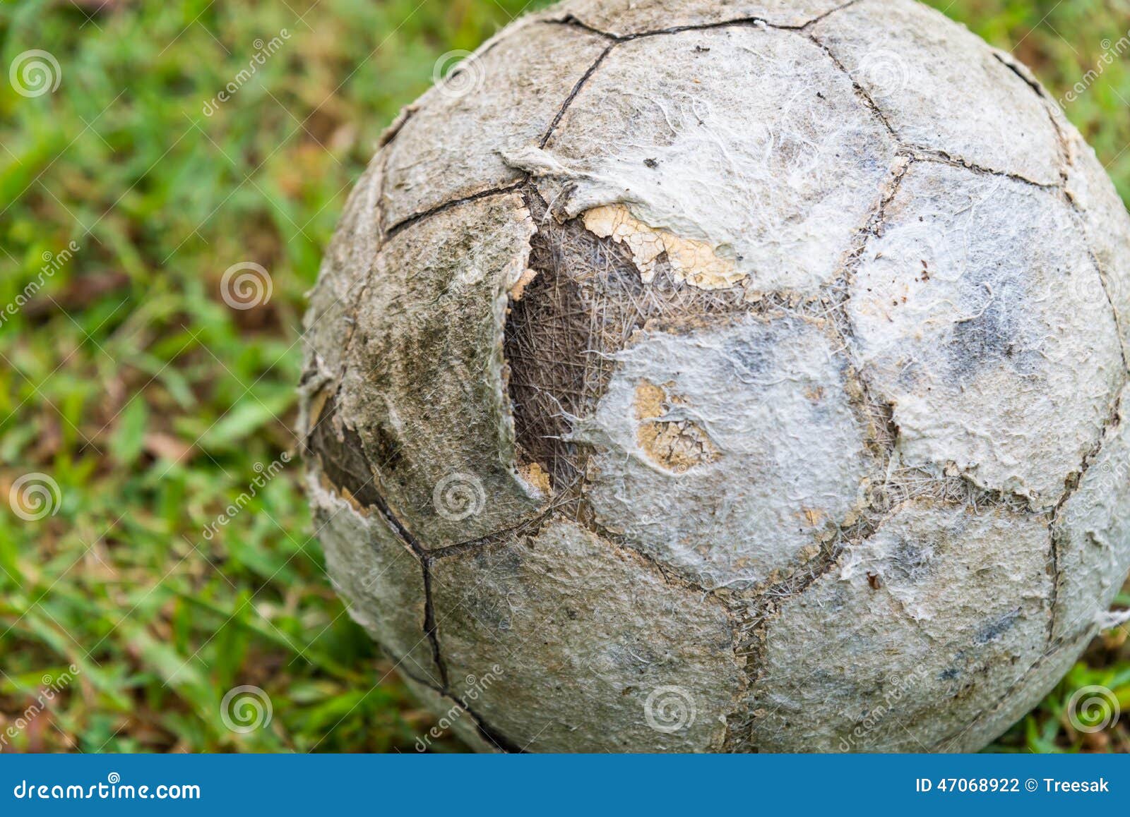Old Rusty and Damage Football on Green Grass Stock Photo - Image of ...