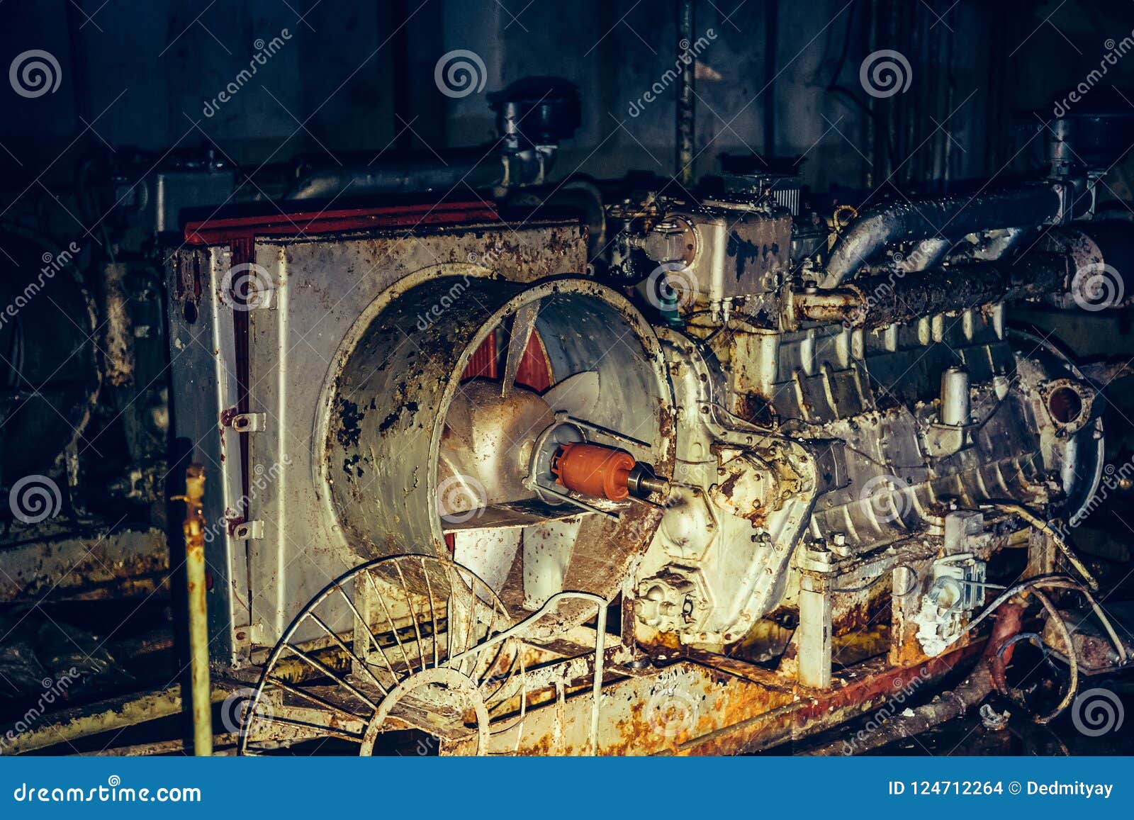 Old Rusty Diesel Generator of Air Filtration and Ventilation System in ...