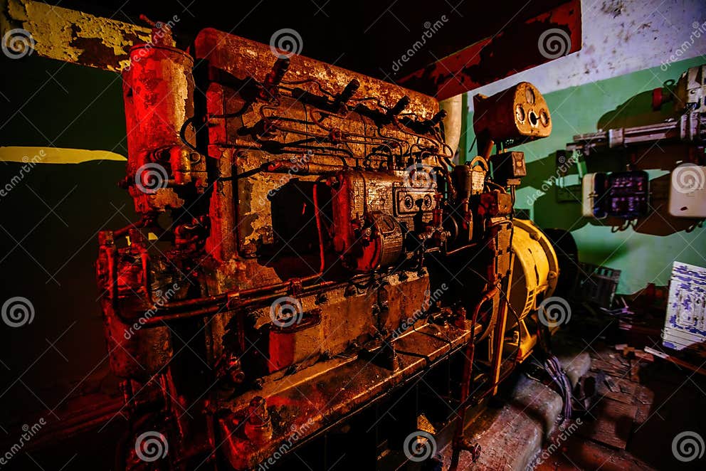 Old Rusty Diesel Power Generator in Abandoned Soviet Bunker Stock Image ...