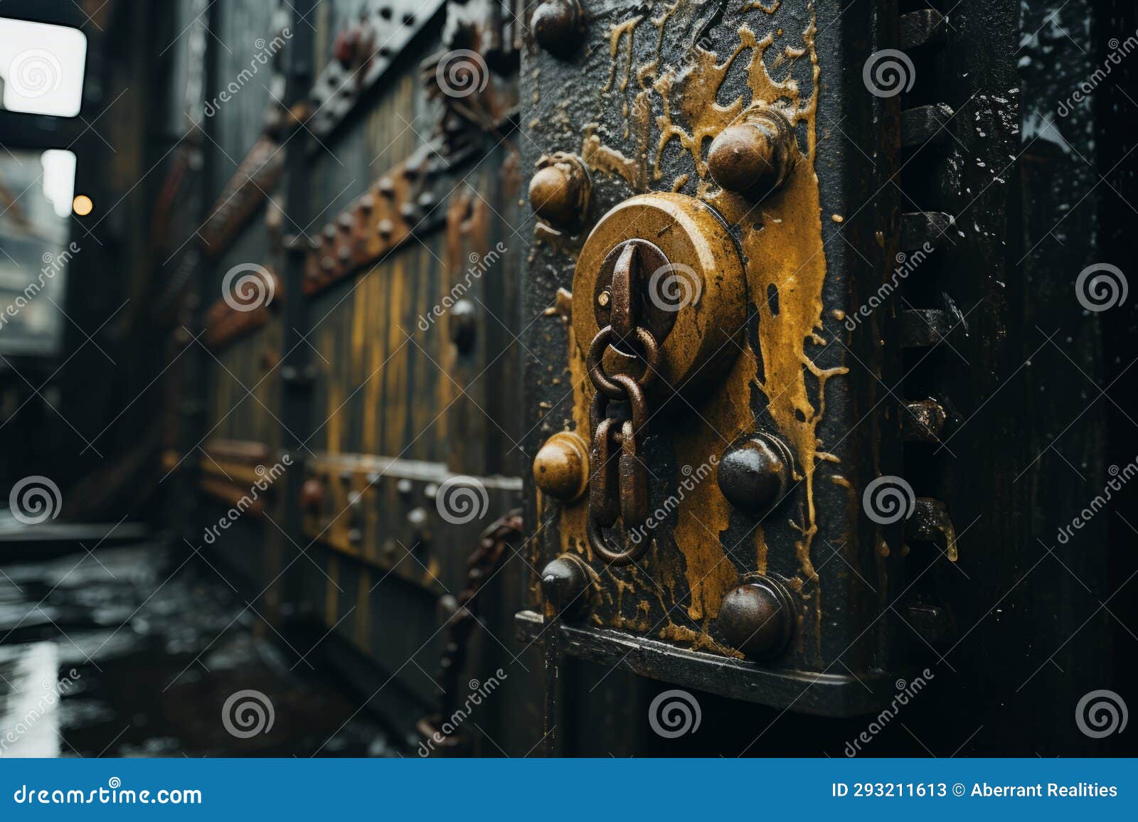 An Old Rusty Door with a Lock on it Stock Image - Image of indoors ...