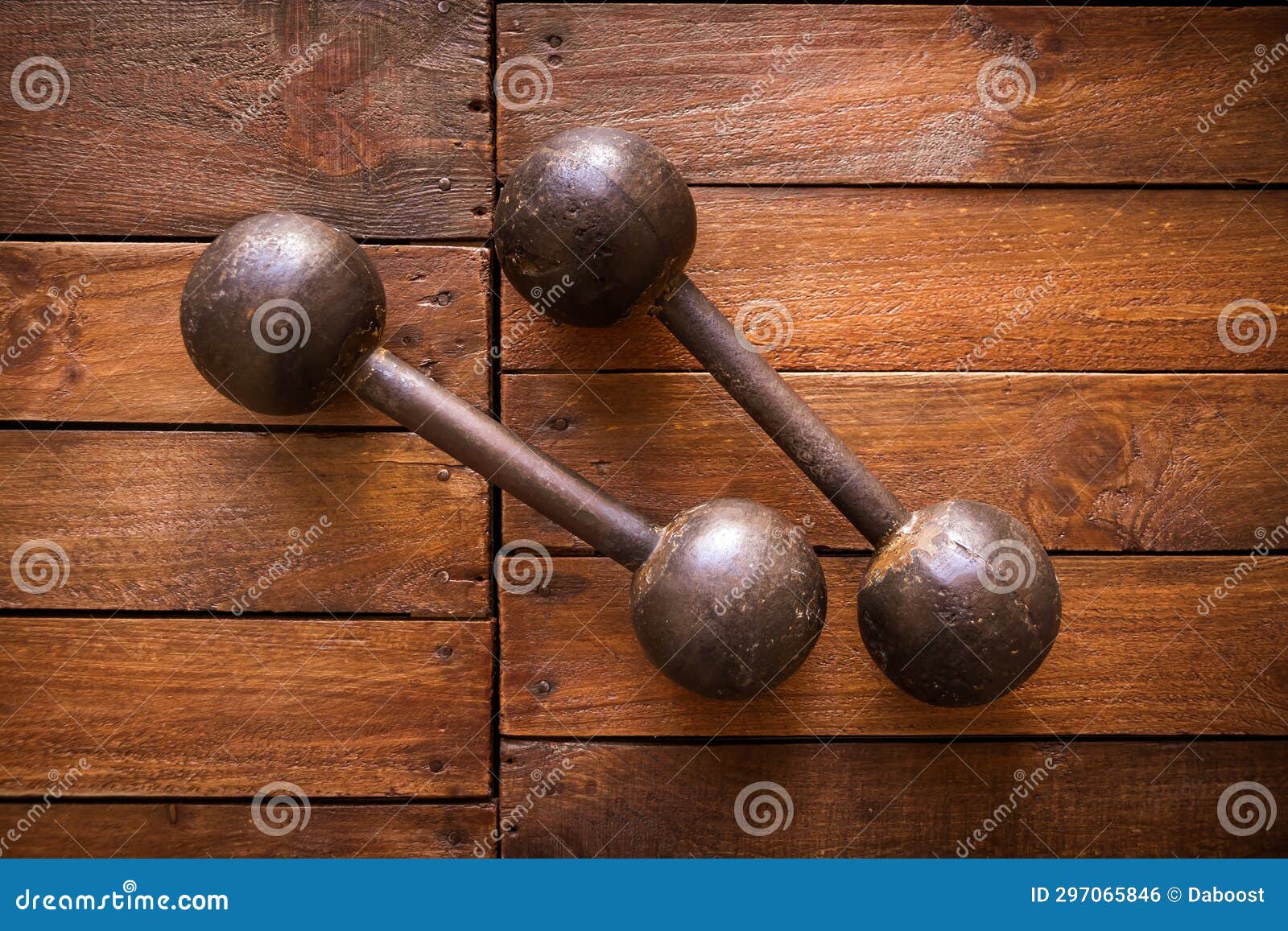 Old Rusty Dumbbells on Wood Background Texture Stock Photo - Image of ...