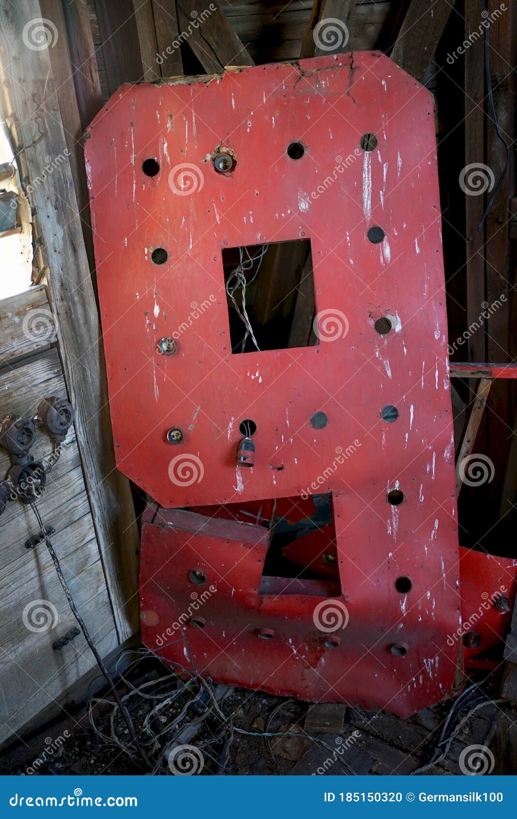 Old Rusty Dusty Red Antique Vintage Light Advertisement Stock Photo ...