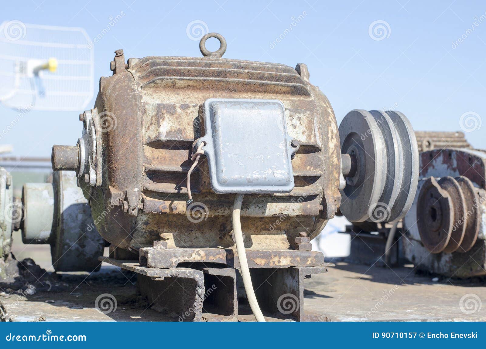 Old rusty electric motor stock image. Image of closeup - 90710157