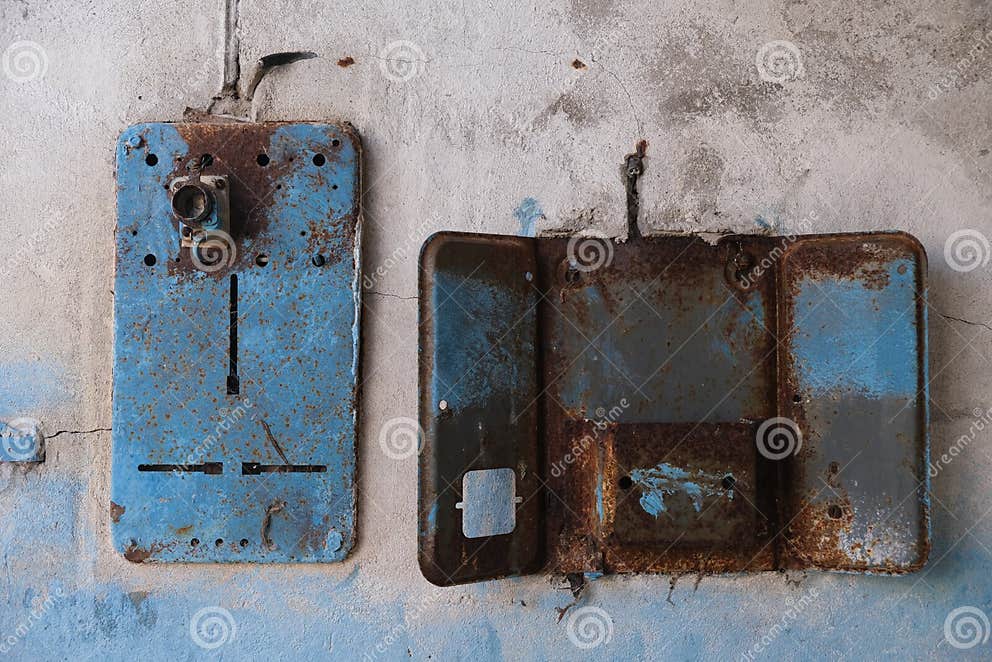 Old Rusty Electrical Boards on the Wall Stock Image - Image of rust ...