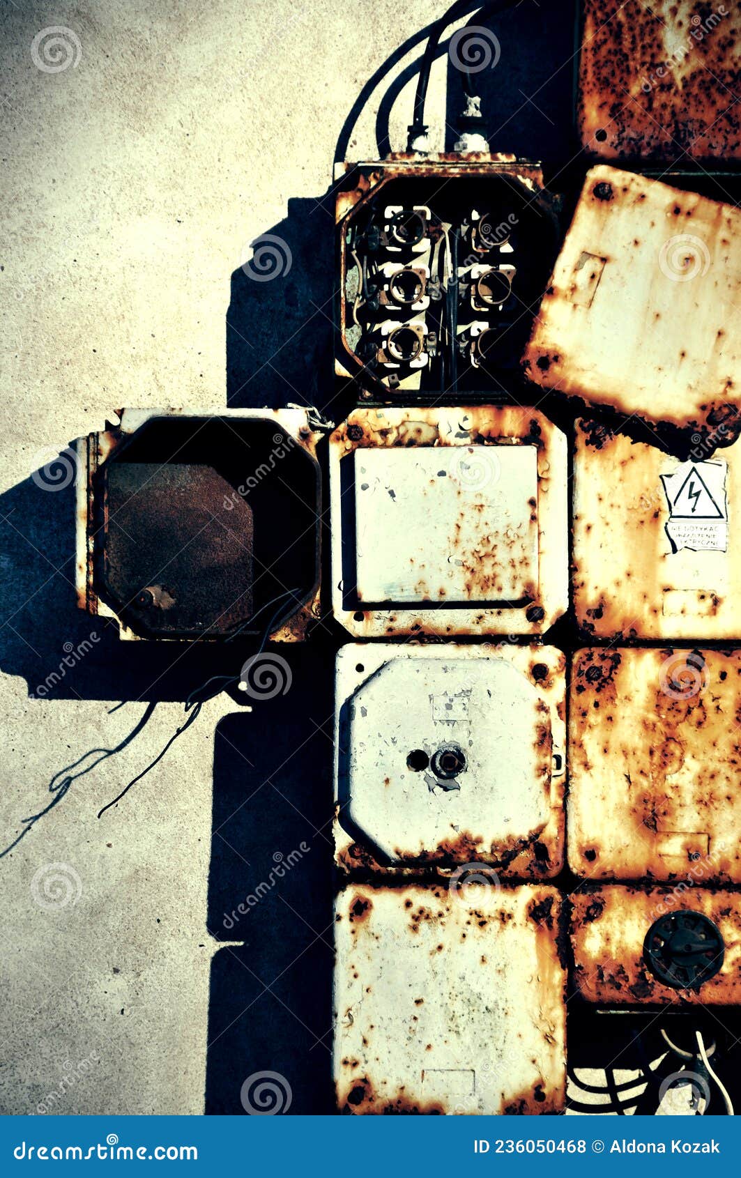 Old Rusty Electrical Boxes and Wiring Electrical Installation Stock ...