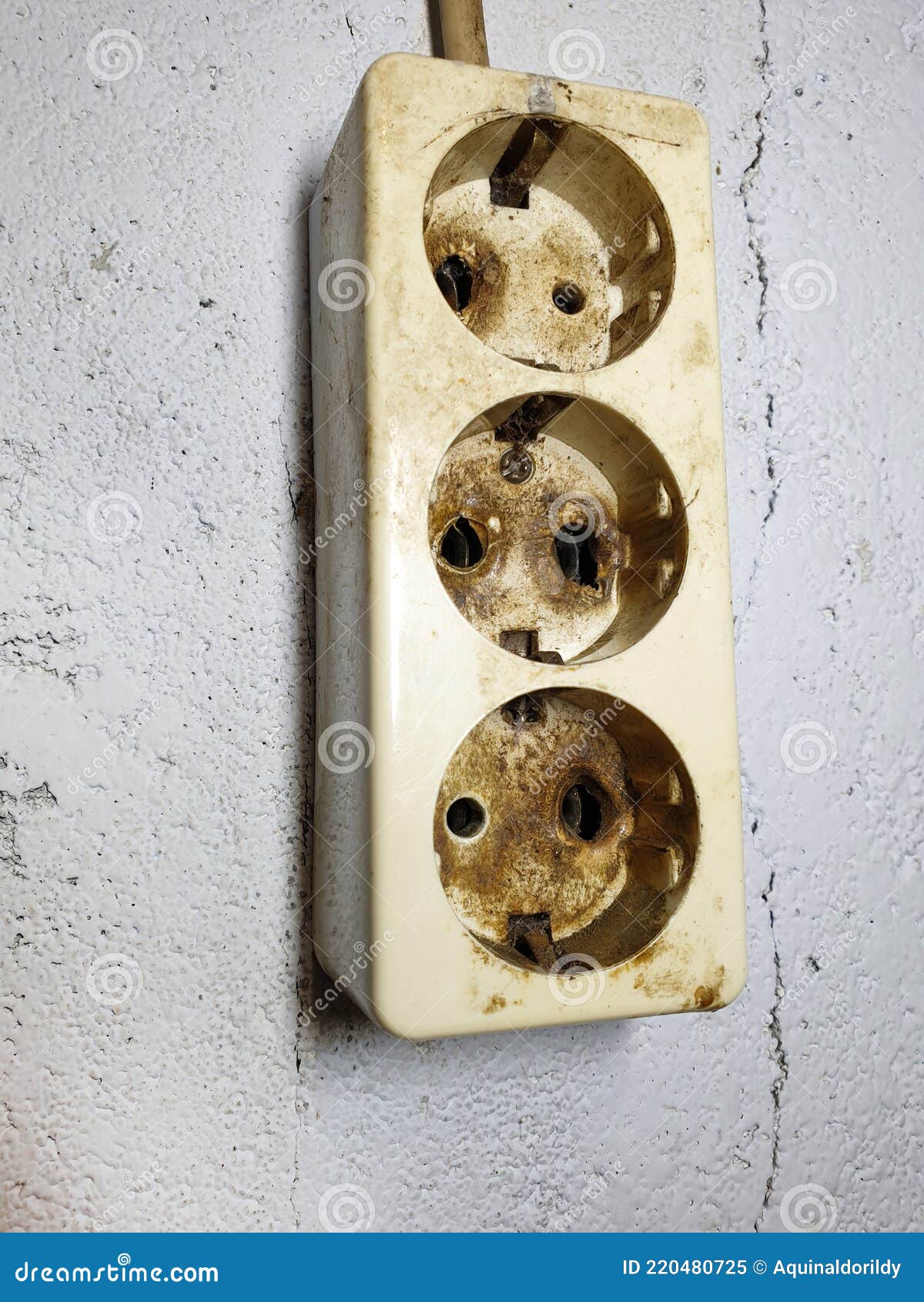 Rusty Electrical Outlet stock image. Image of short - 220480725