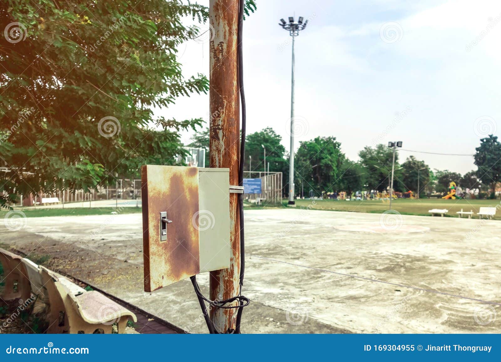 Old Rusty Electrical Power Control Box on Rusted Electric Pole Stock ...