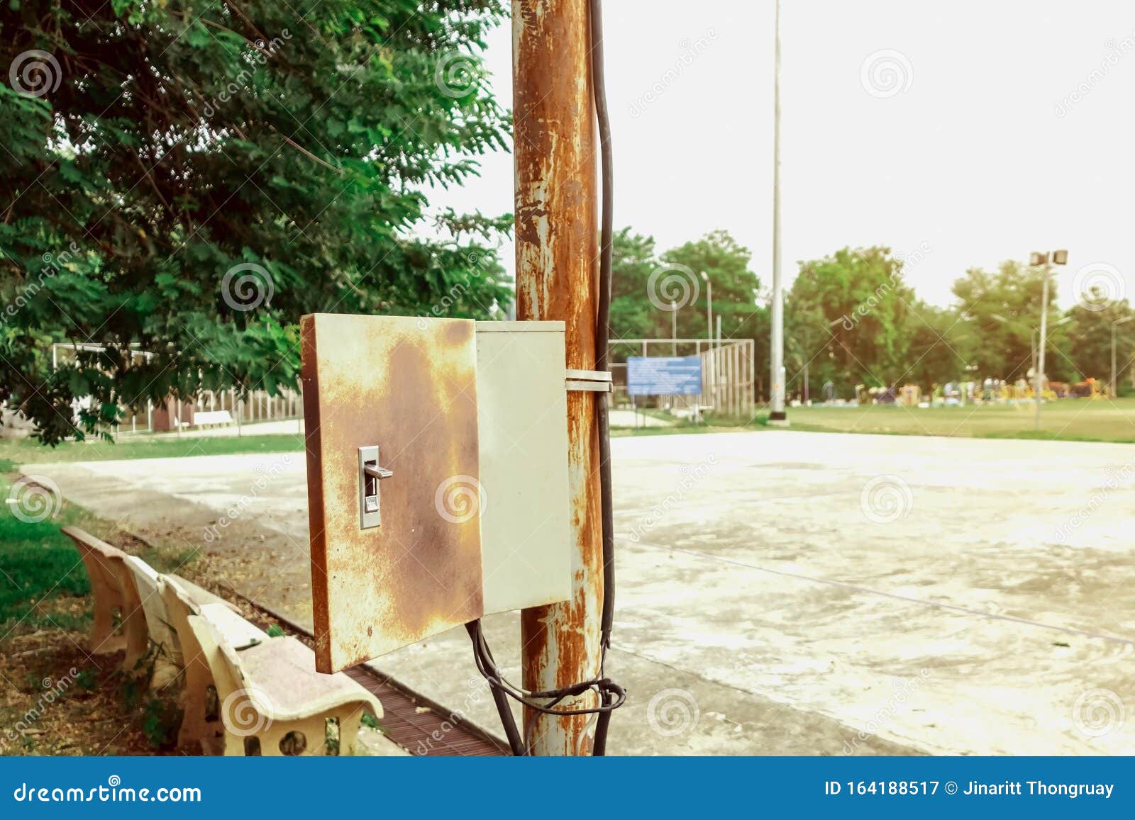 Old Rusty Electrical Power Control Box on Rusted Electric Pole Stock ...